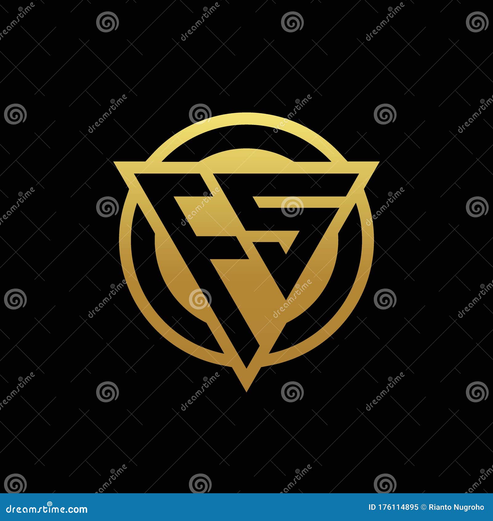 FS Logo Monogram with Triangle Shape and Circle Rounded Isolated on ...