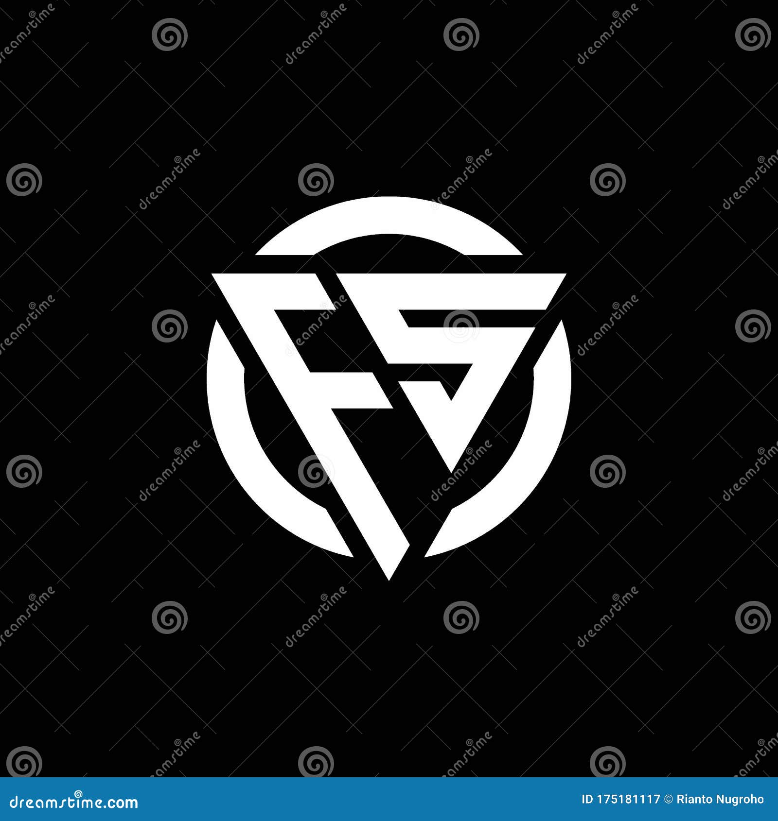 FS Logo with Triangle Shape and Circle Rounded Design Template Stock ...