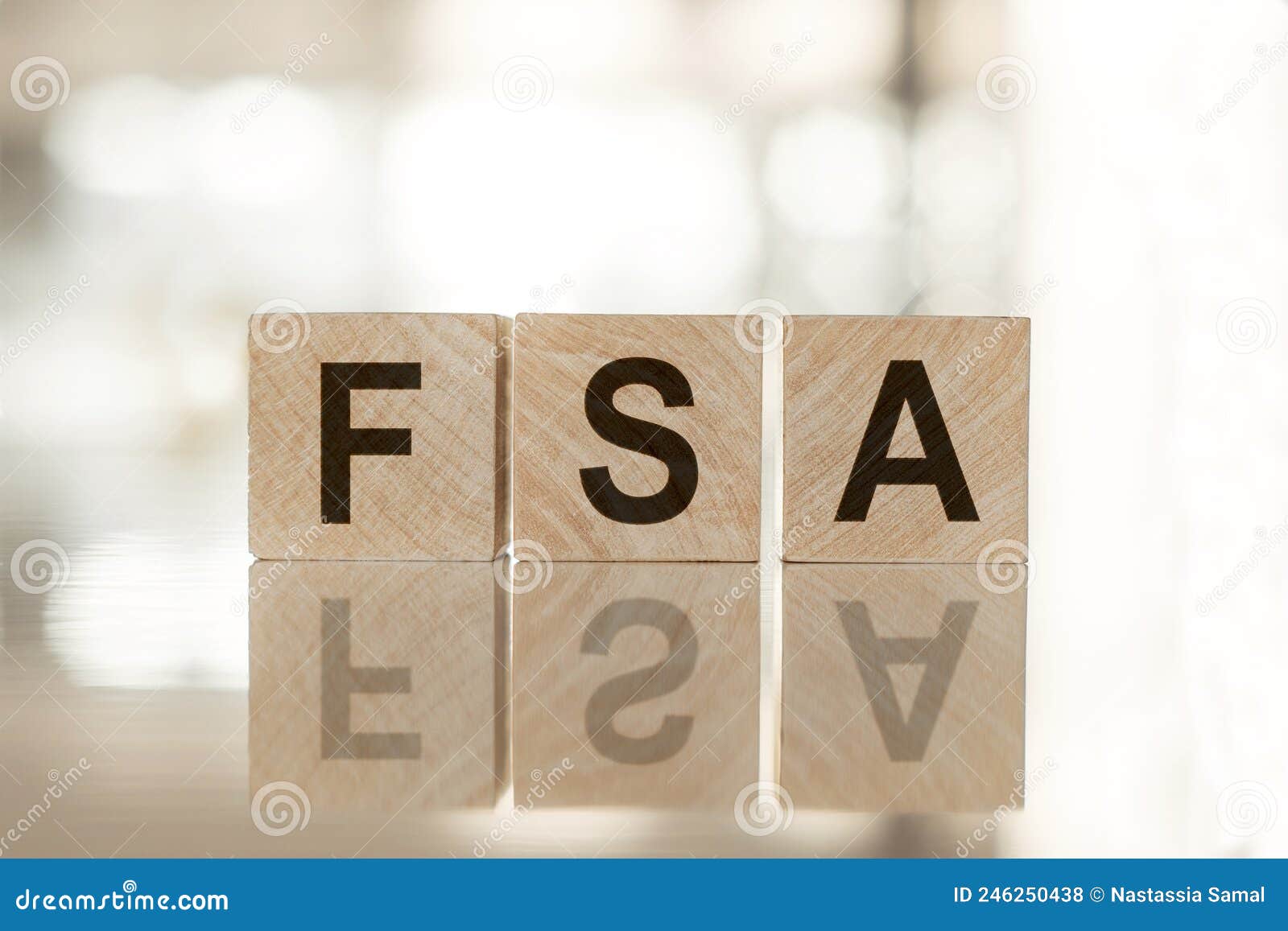 FSA - an Abbreviation of Wooden Blocks with Letters on a White ...