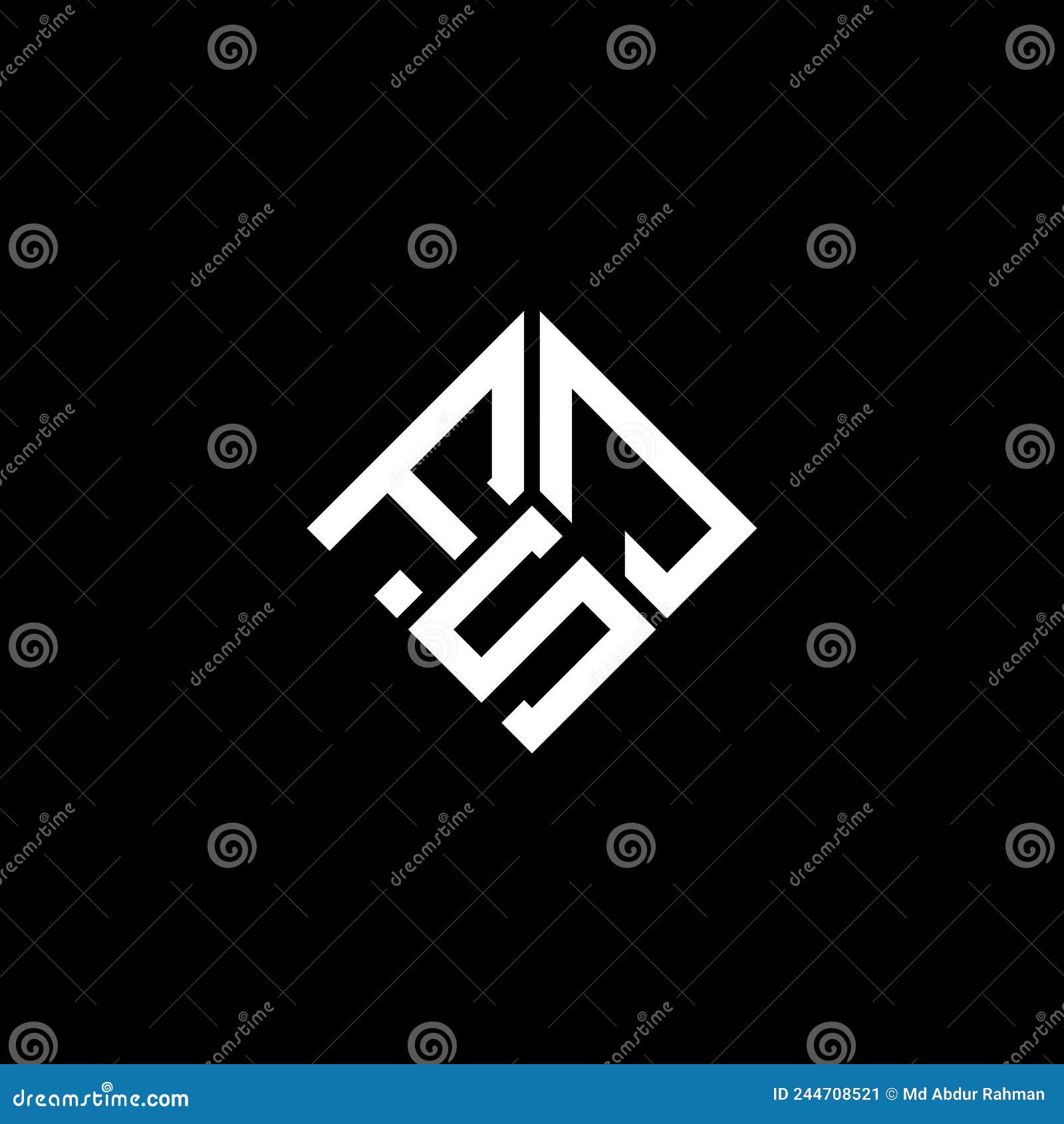 FSJ Letter Logo Design on Black Background. FSJ Creative Initials ...