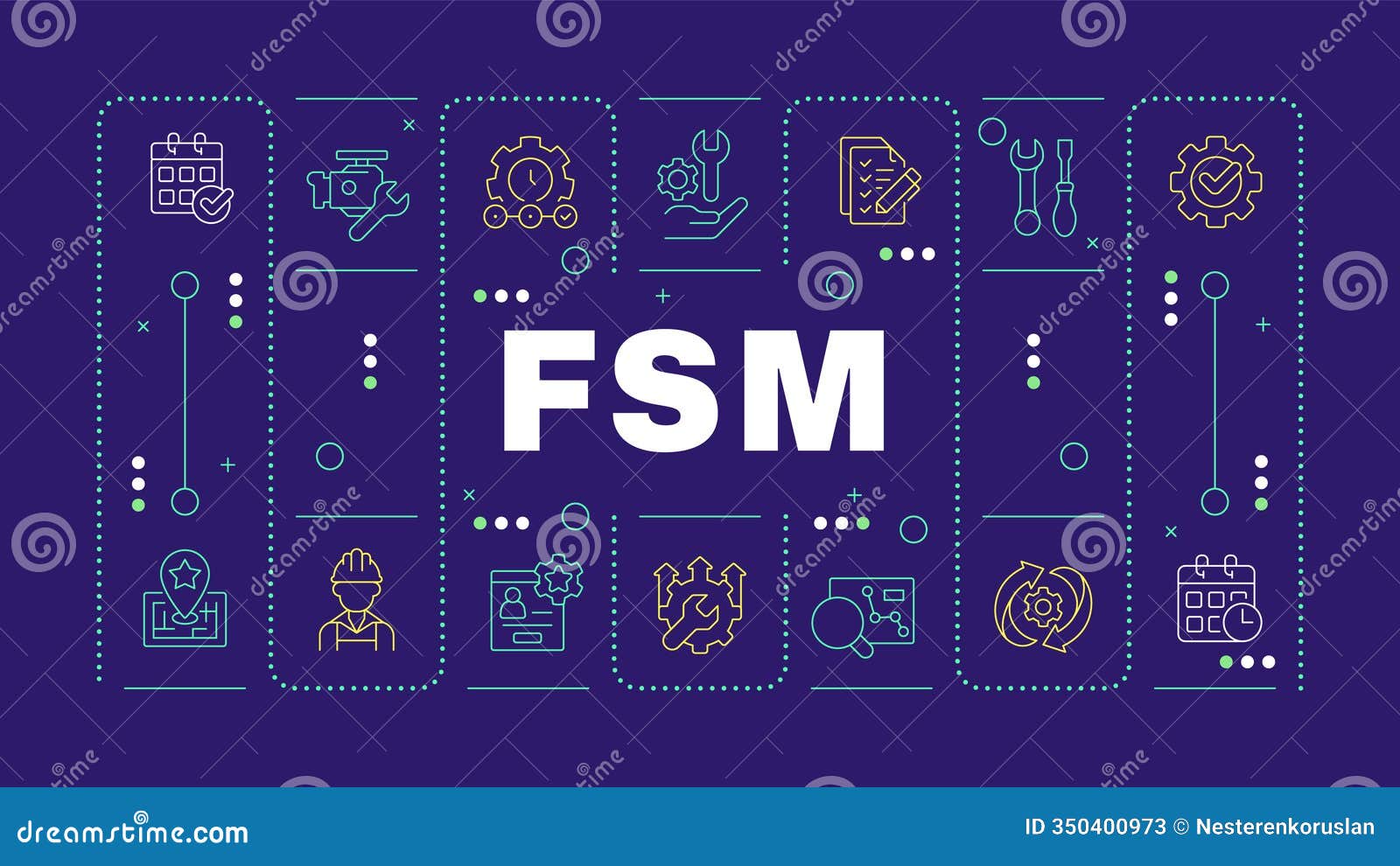 FSM dark blue word concept stock illustration. Illustration of tracking ...