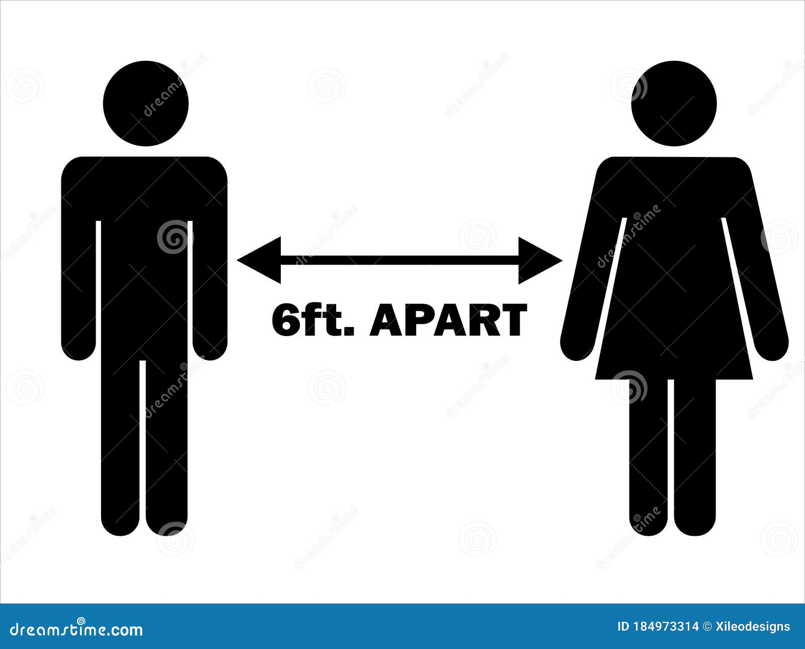 6 Ft Apart Man Woman Stick Figure Pictogram Illustration Depicting