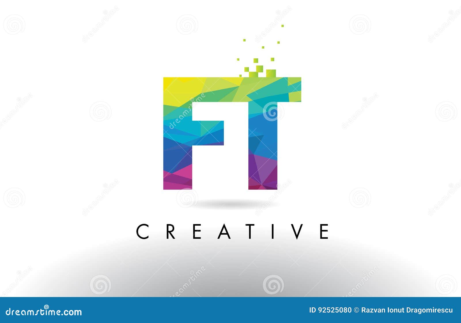 Ft F T Colorful Letter Origami Triangles Design Vector Stock Vector Illustration Of Corporate