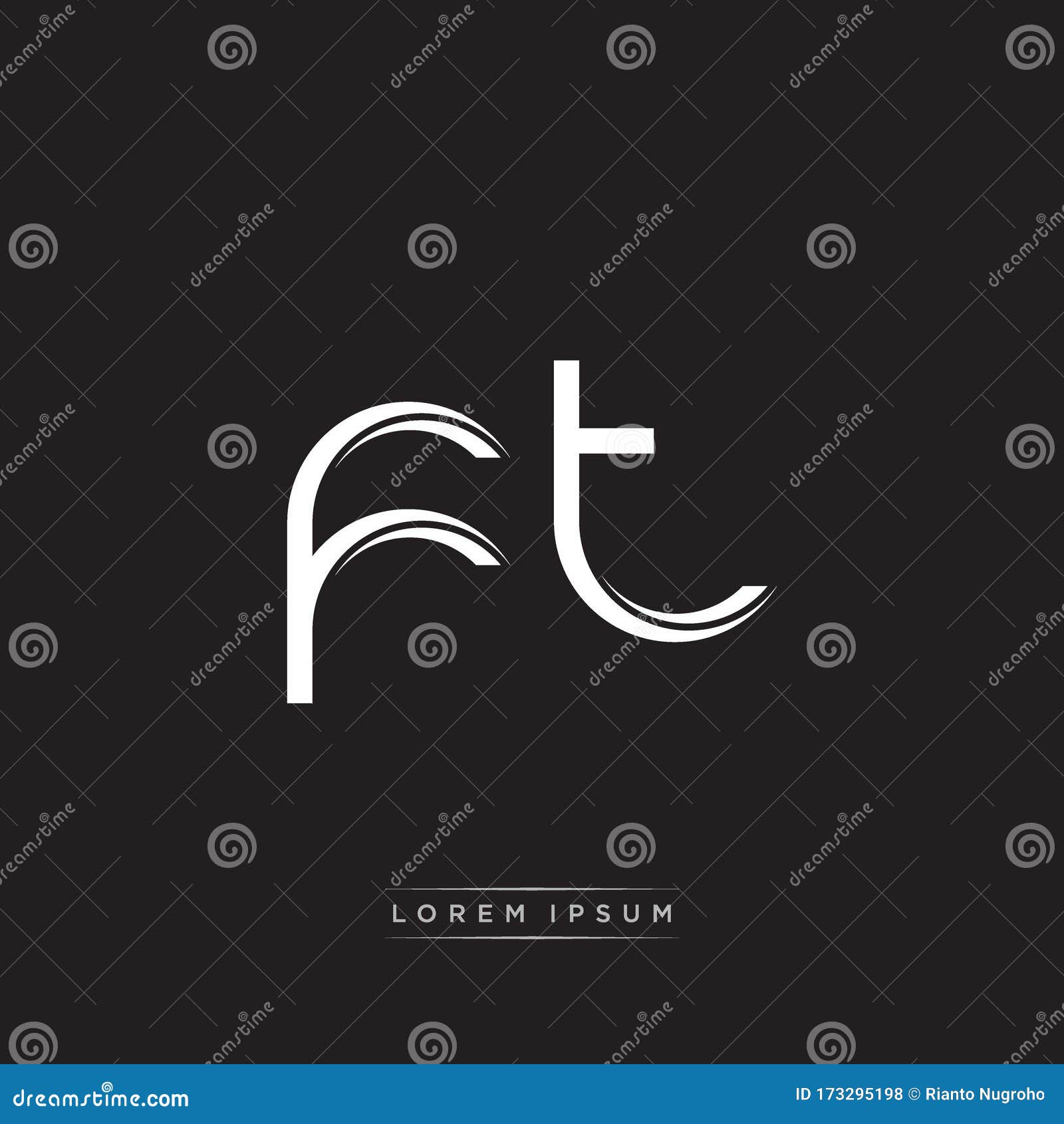 FT Initial Letter Split Lowercase Logo Modern Monogram Template Isolated on Black White Stock ...