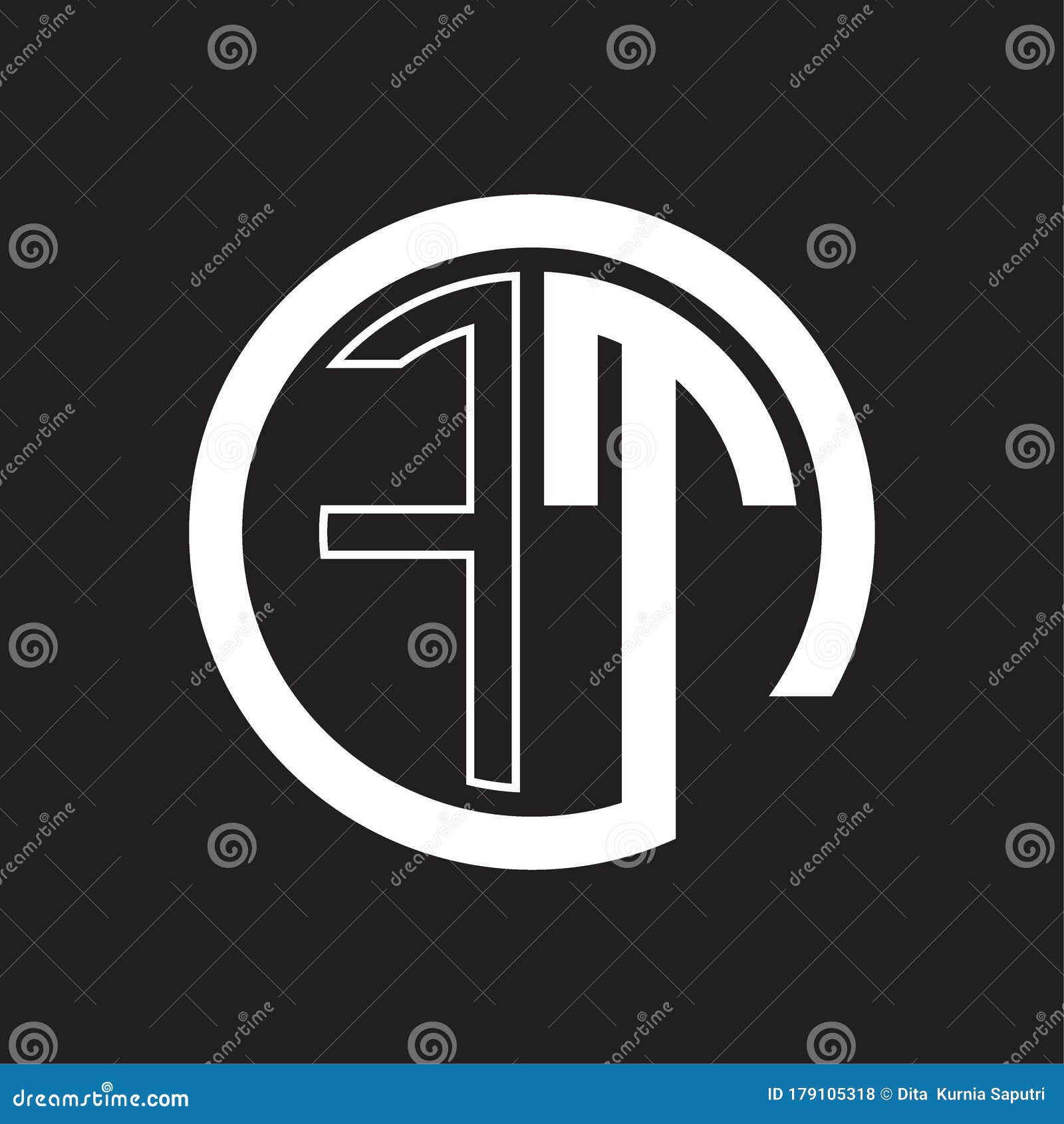 FT Logo with Circle Rounded Negative Space Design Template Stock ...