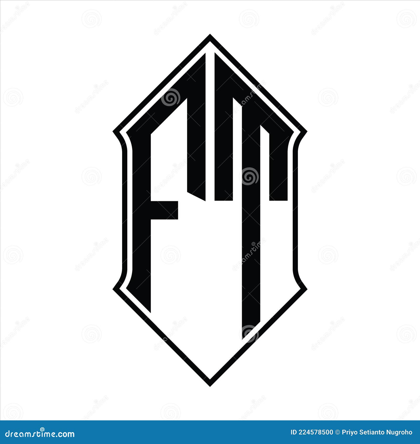 FT Logo Monogram with Shieldshape and Outline Design Template Vector ...