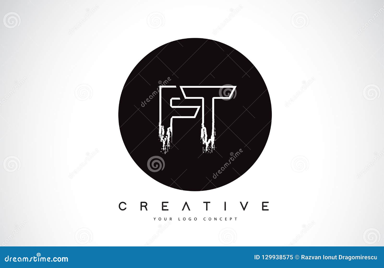 FT Modern Leter Logo Design with Black and White Monogram. Creative ...