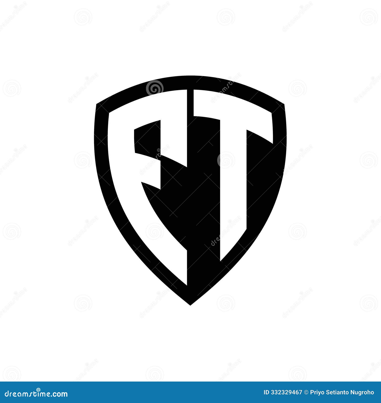 FT Monogram Logo with Bold Letters Shield Shape with Black and White ...