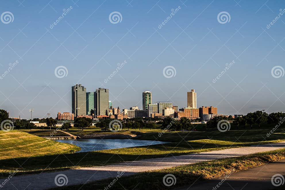 Ft Worth Texas Skyline and Trinity River Stock Image - Image of skyline ...
