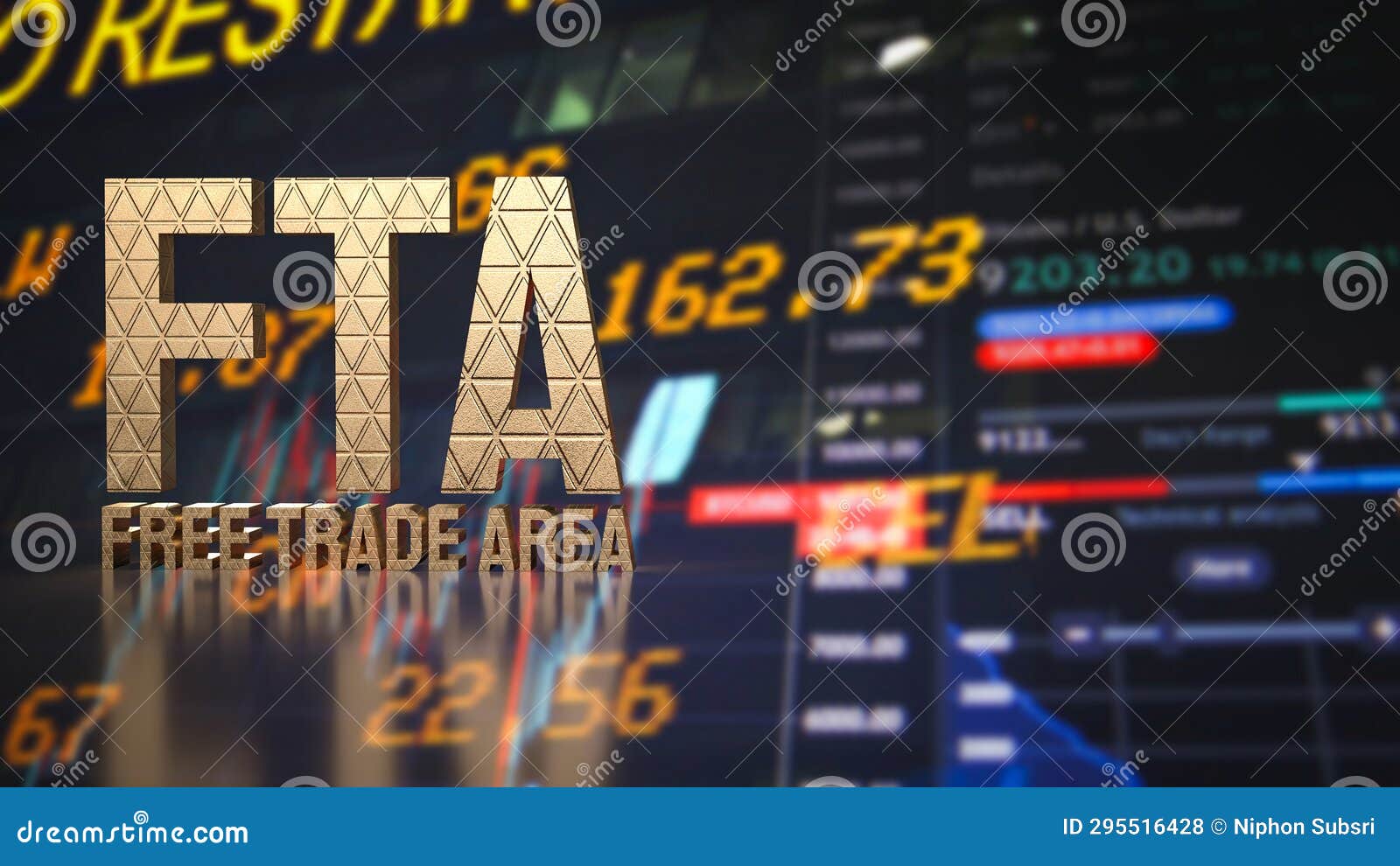 The FTA on Business Chart Background 3d Rendering Stock Illustration ...