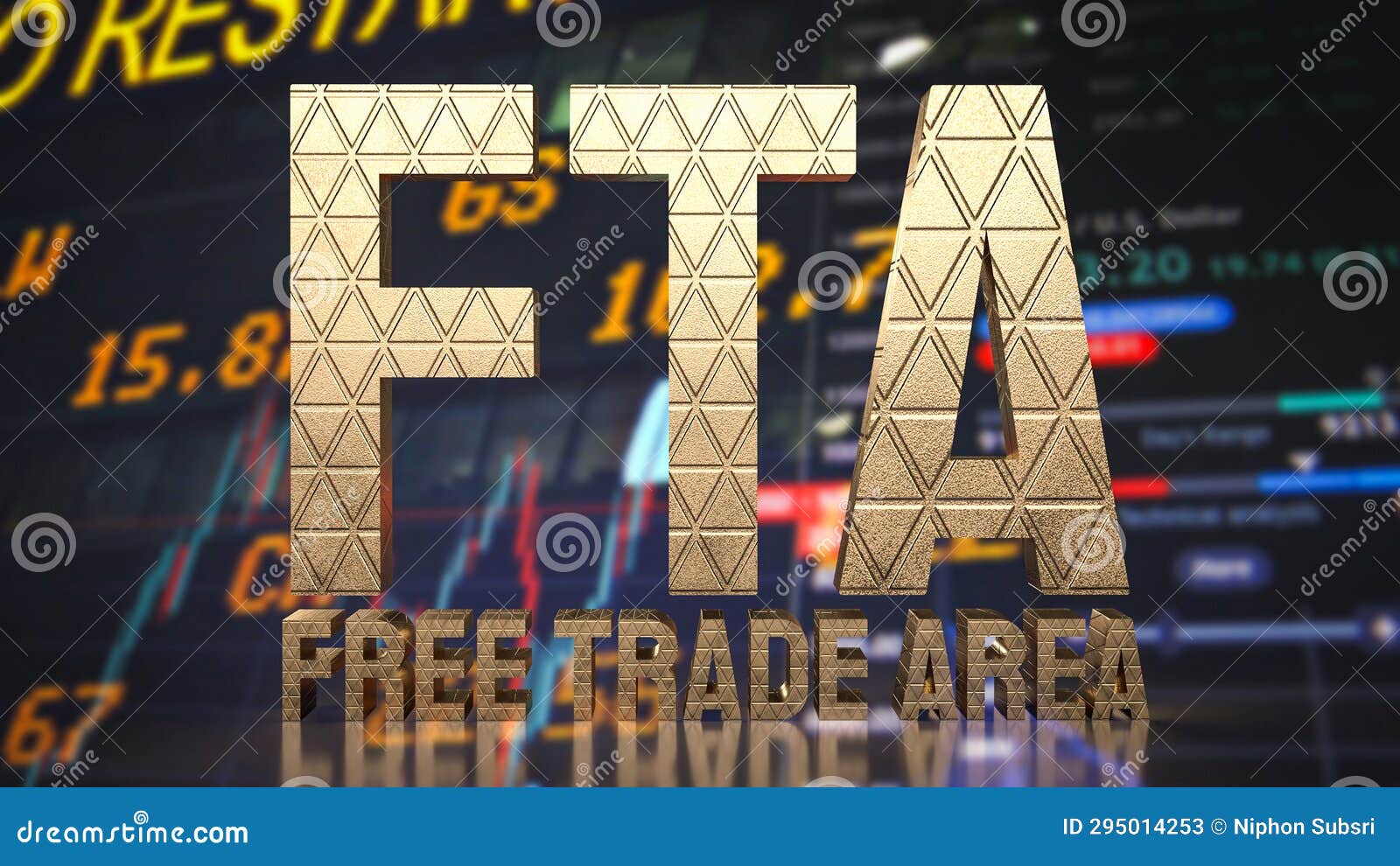 The FTA on Business Chart Background 3d Rendering Stock Illustration ...