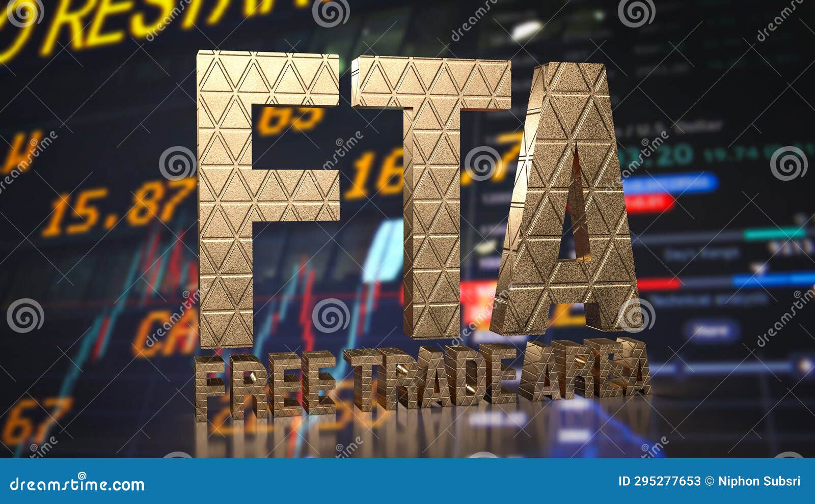 The FTA on Business Chart Background 3d Rendering Stock Illustration ...
