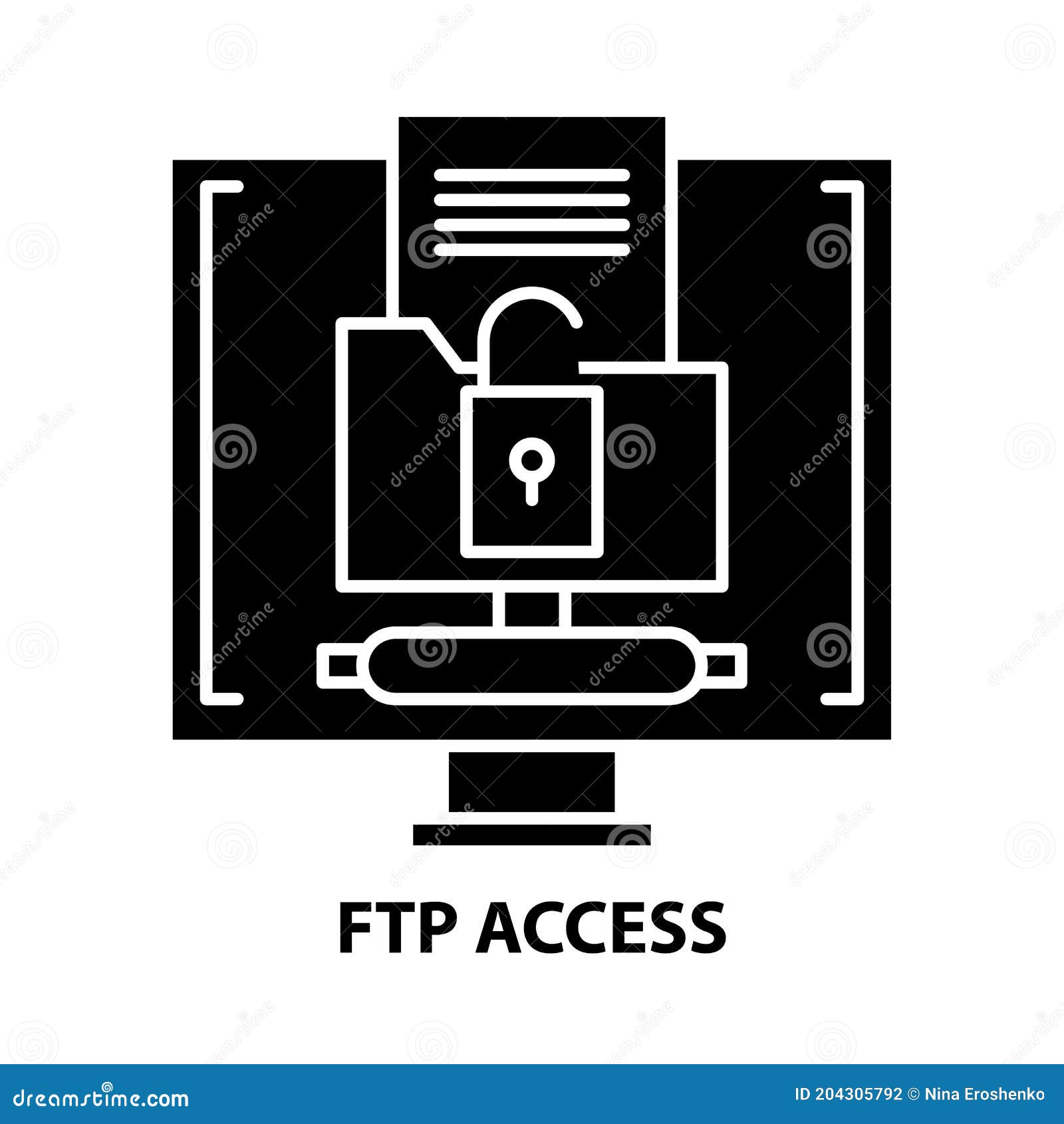 Ftp Access Icon, Black Vector Sign with Editable Strokes, Concept ...