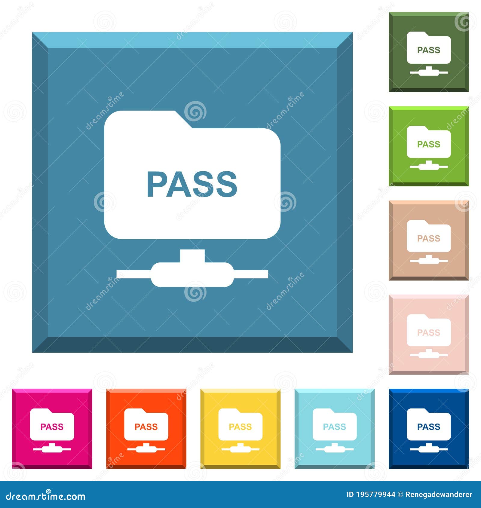 Ftp Authentication Password White Icons on Edged Square Buttons Stock ...