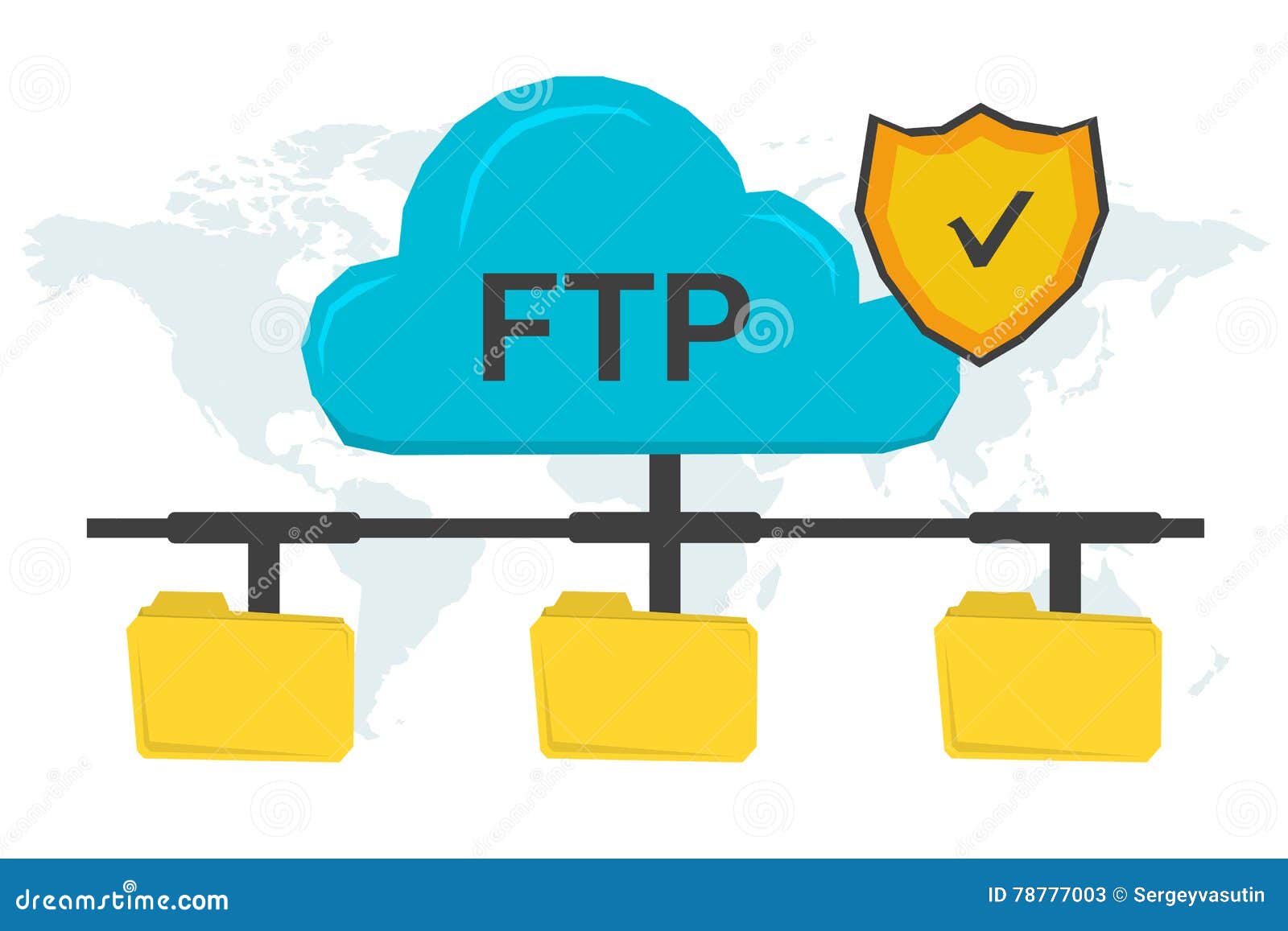 FTP Concept with Three Folders Stock Vector - Illustration of folder ...