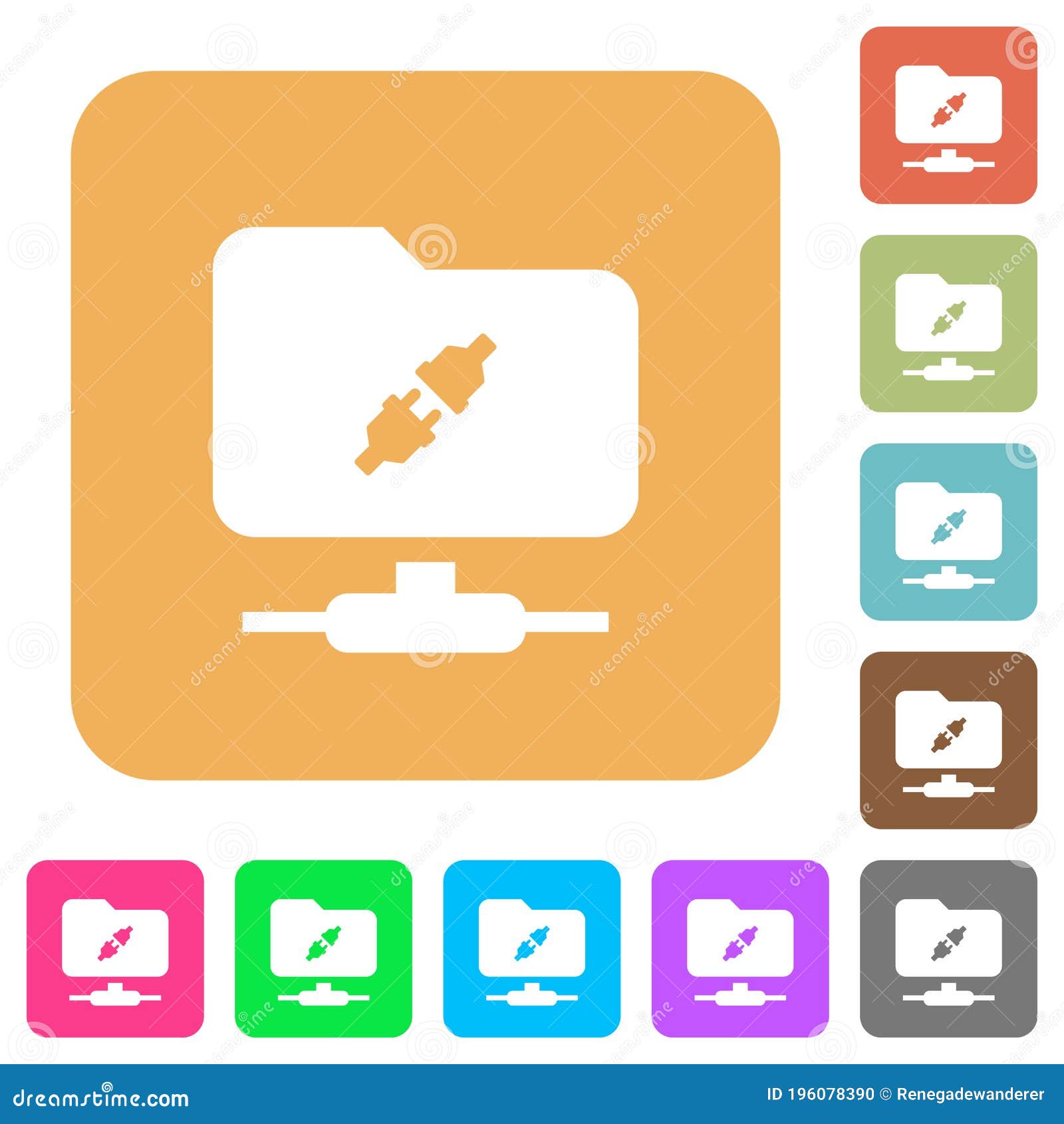 FTP Connection Rounded Square Flat Icons Stock Vector - Illustration of ...