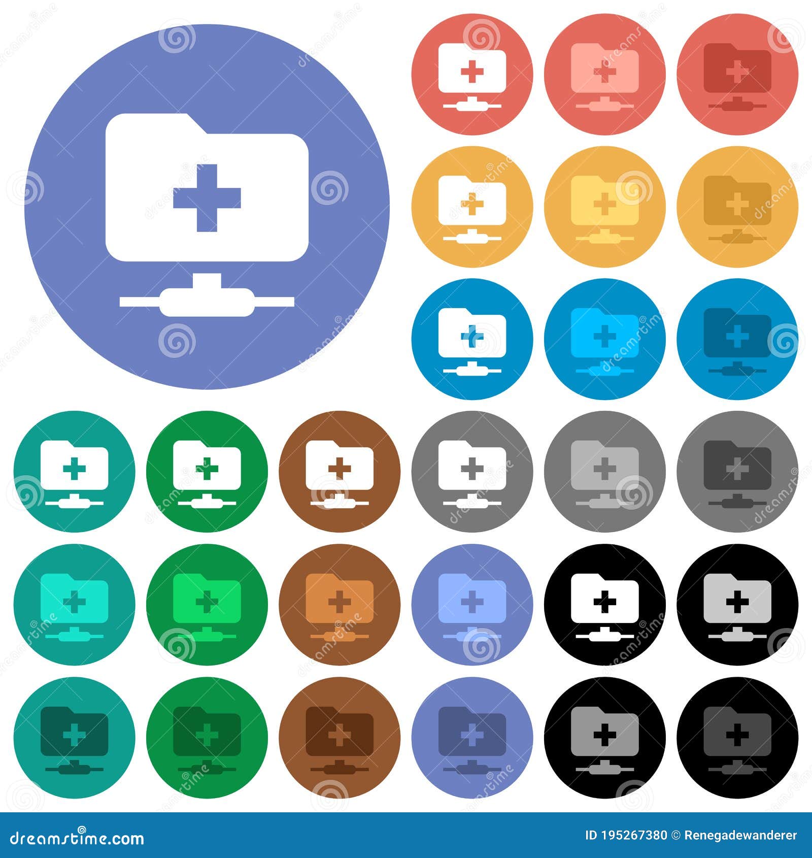 FTP Create Folder Round Flat Multi Colored Icons Stock Vector ...
