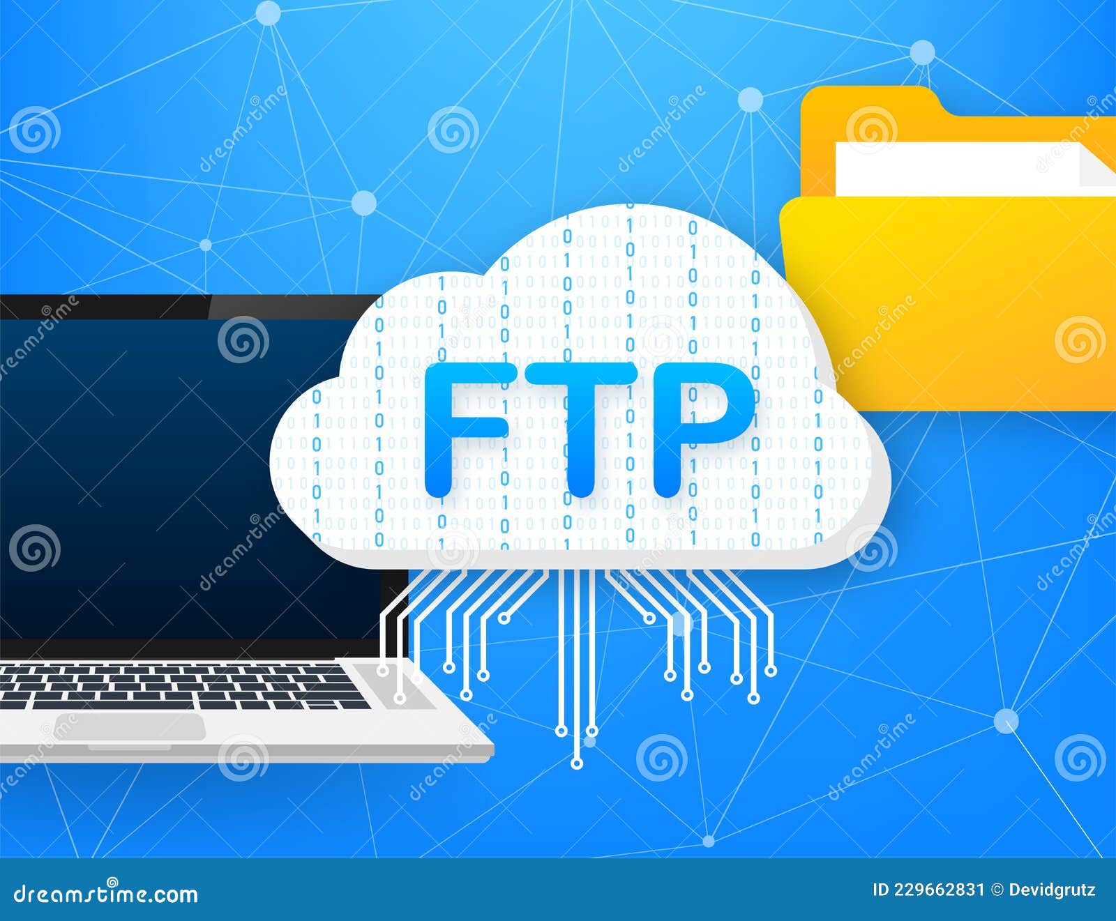 FTP File Transfer Icon on Laptop. FTP Technology Icon. Transfer Data To ...