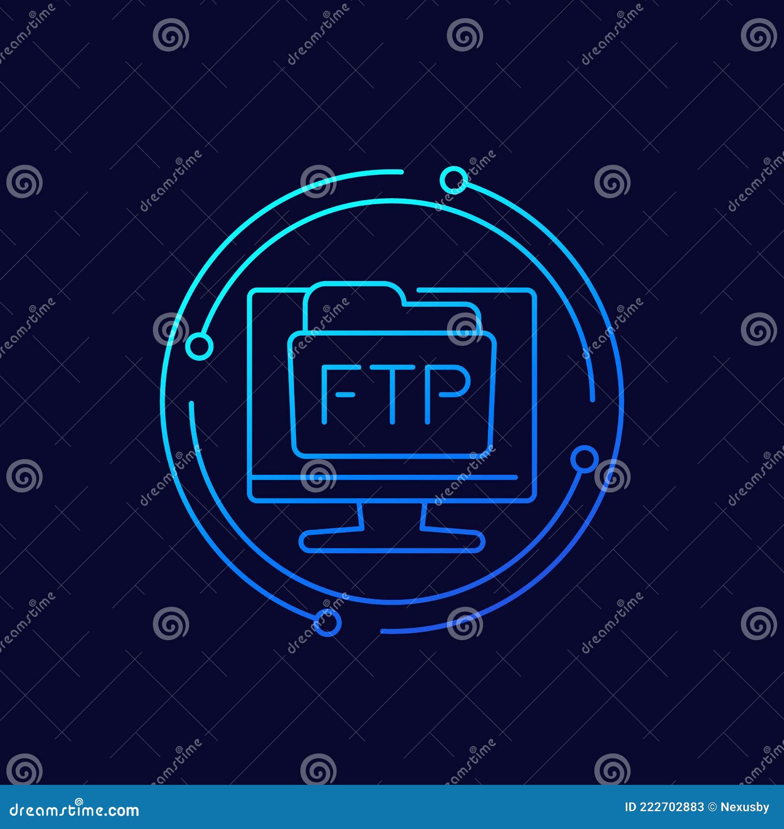 Ftp Folder Linear Icon with a Computer Stock Vector - Illustration of ...