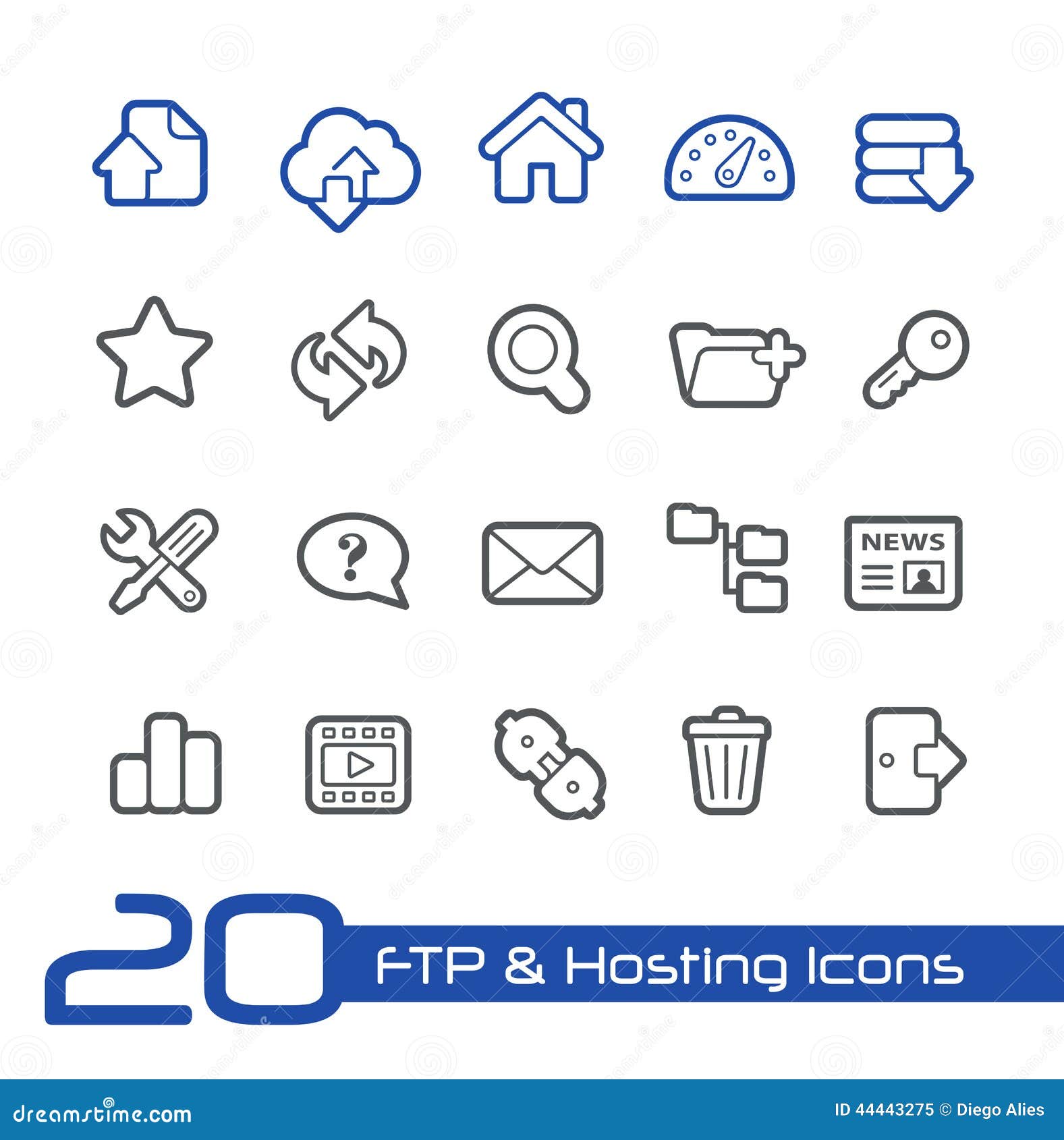 FTP & Hosting Icons // Line Series Stock Vector - Illustration of cloud ...