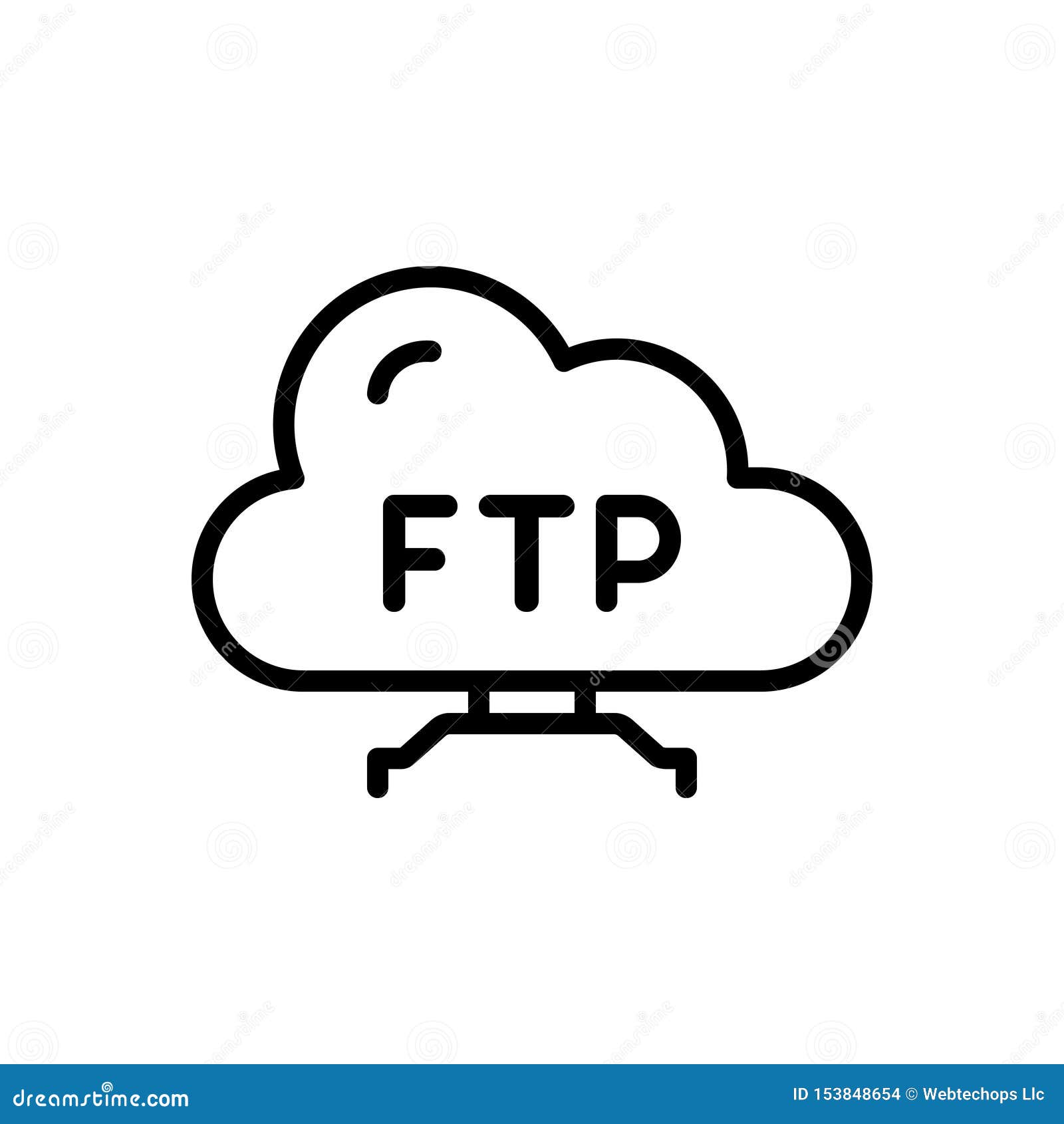 Black Line Icon for Ftp, Protocol and Folder Stock Vector ...