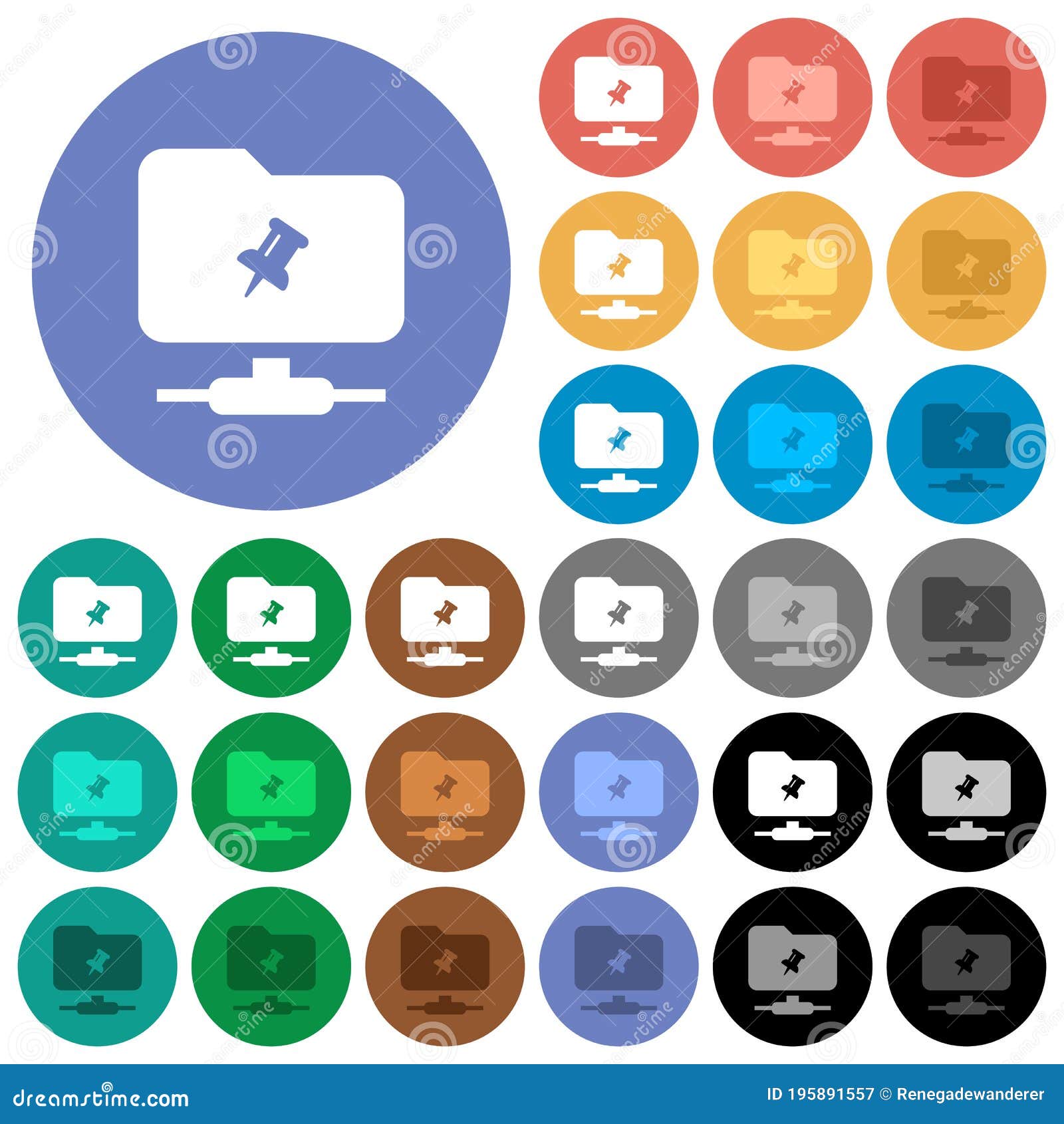 FTP Pin Round Flat Multi Colored Icons Stock Vector - Illustration of ...