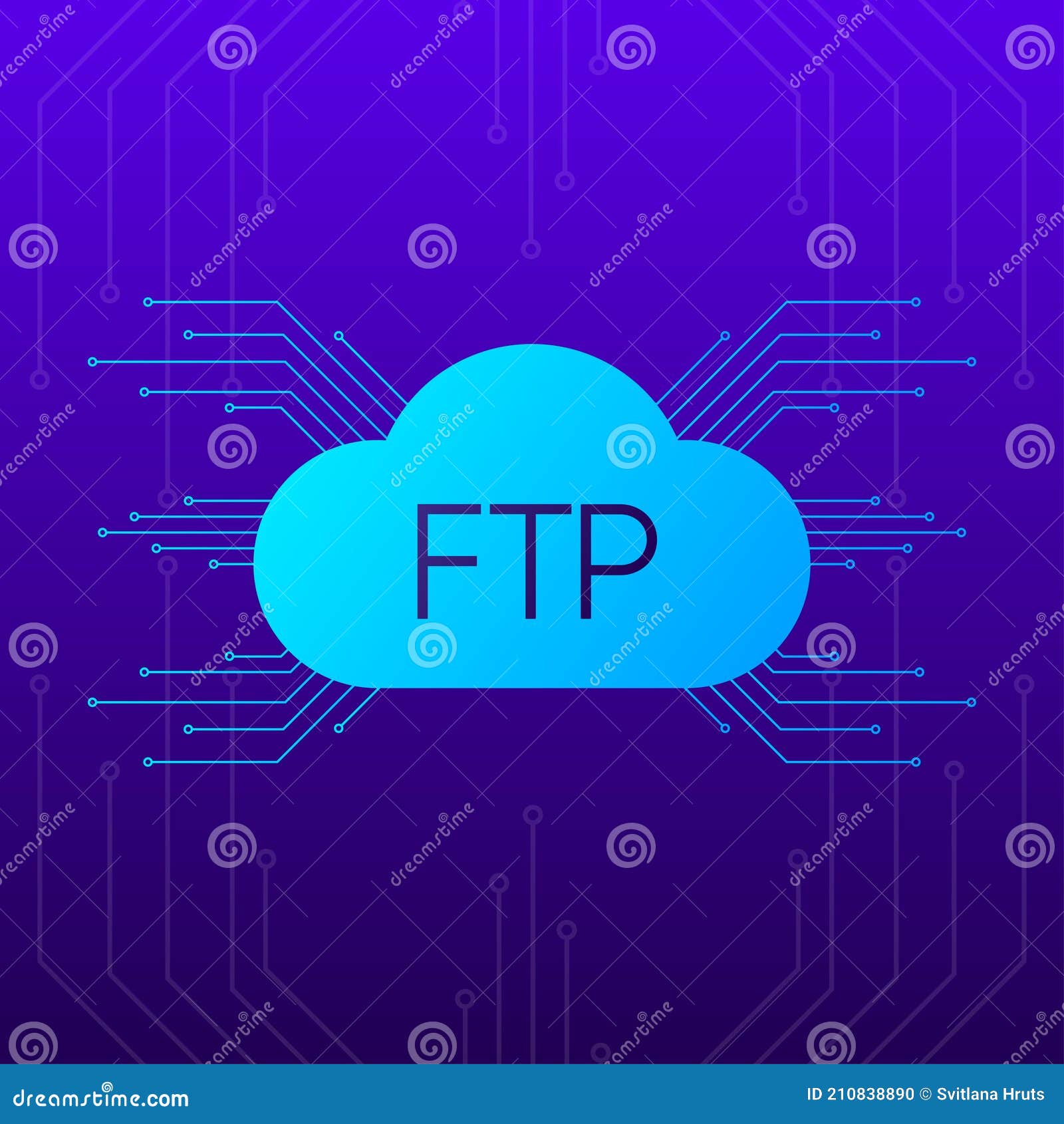 FTP Server Transfer Files. Blue Gradient Objects on Dark Abstract ...