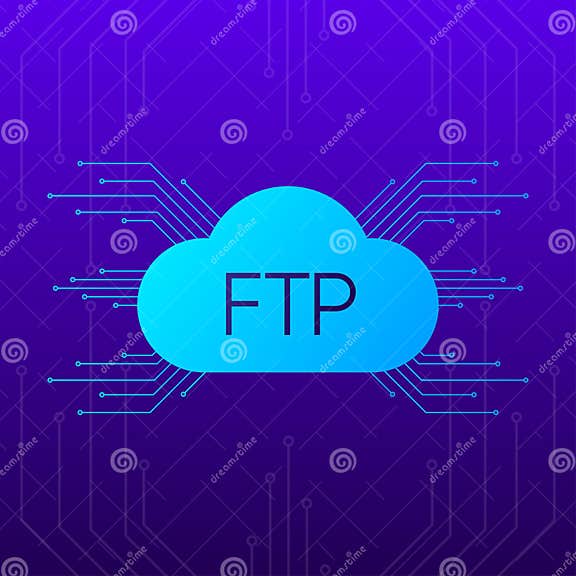 FTP Server Transfer Files. Blue Gradient Objects on Dark Abstract ...