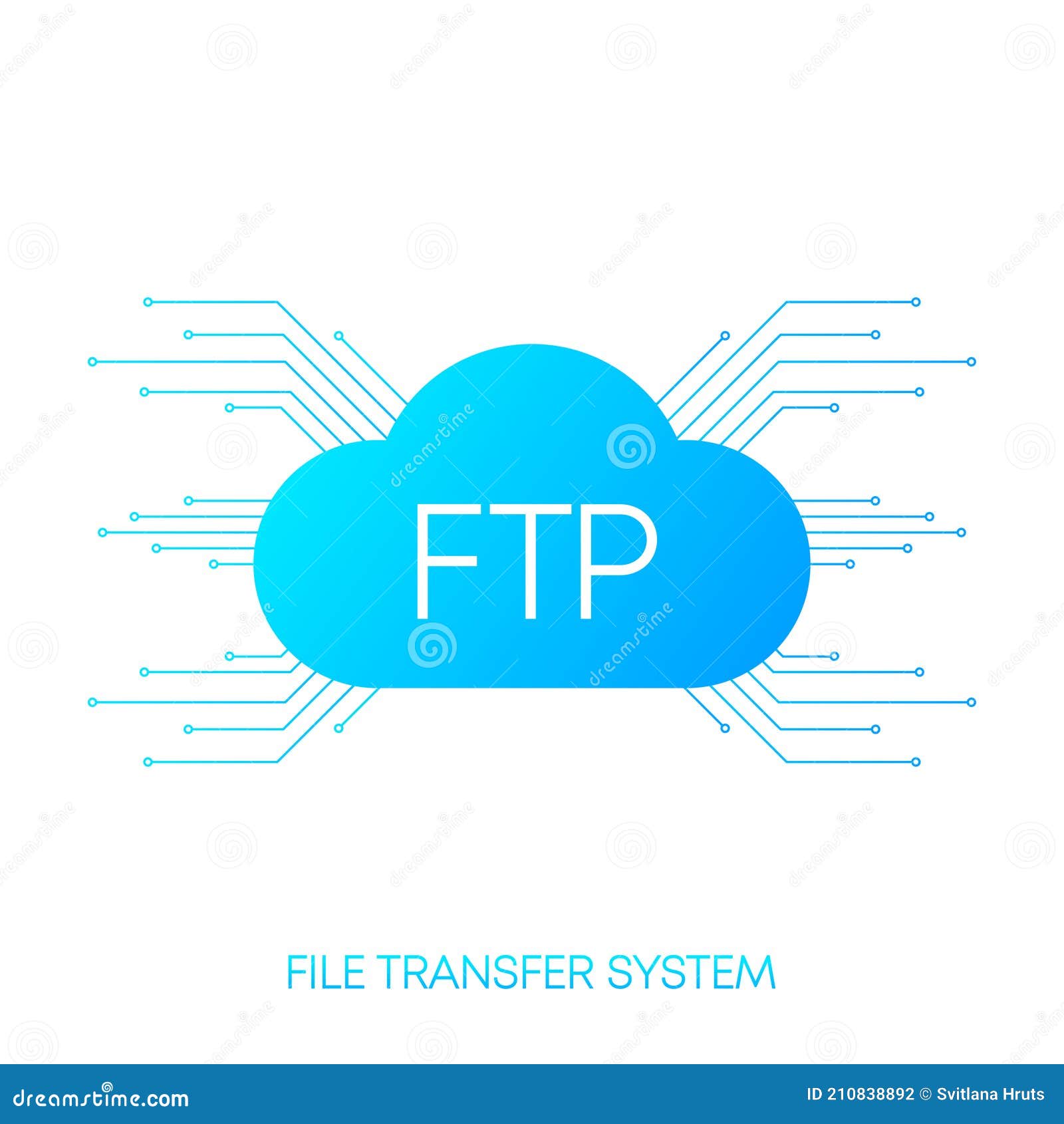 FTP Server Transfer Files System. Blue Gradient Objects on White ...