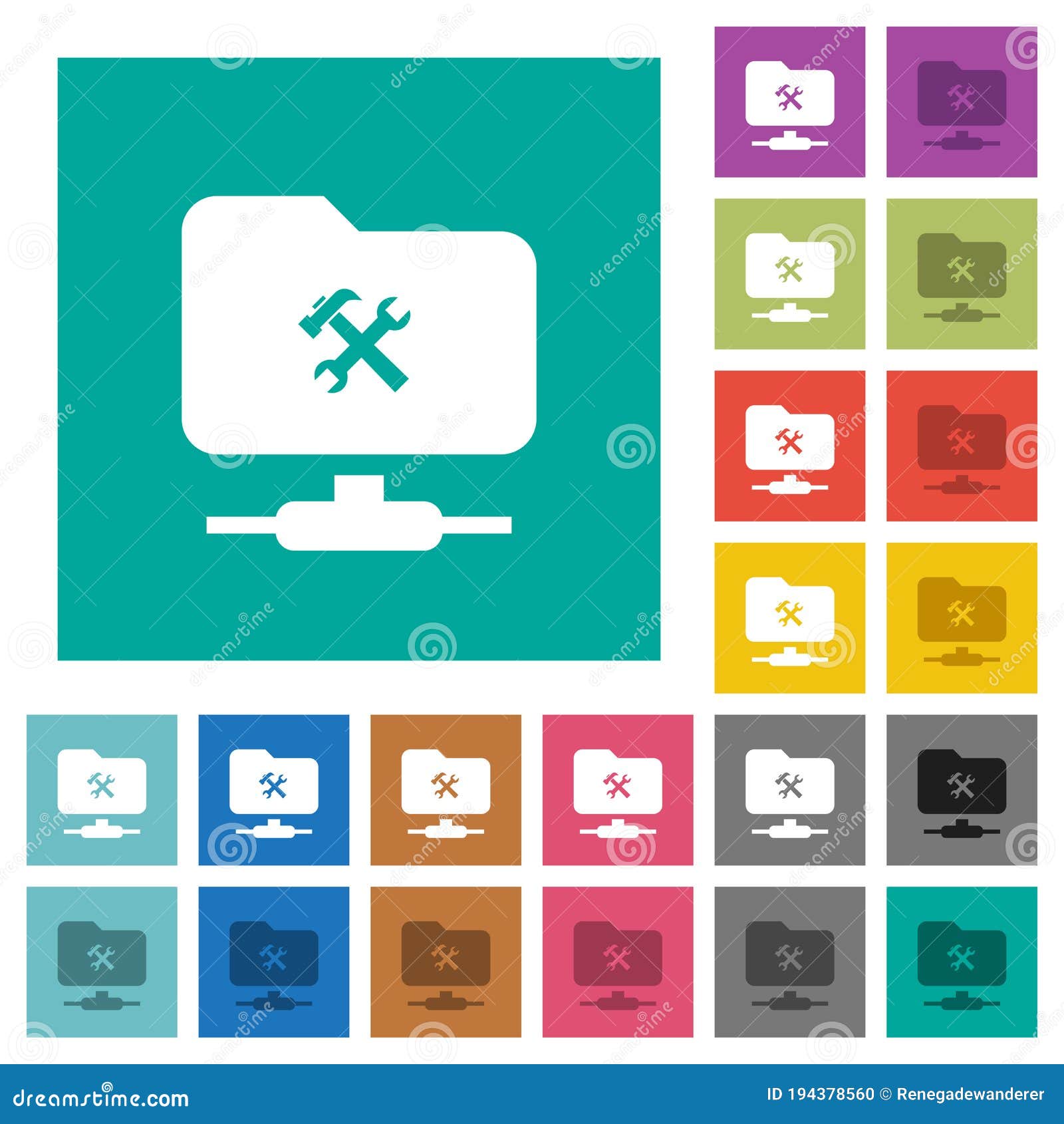 FTP Tools Square Flat Multi Colored Icons Stock Vector - Illustration ...
