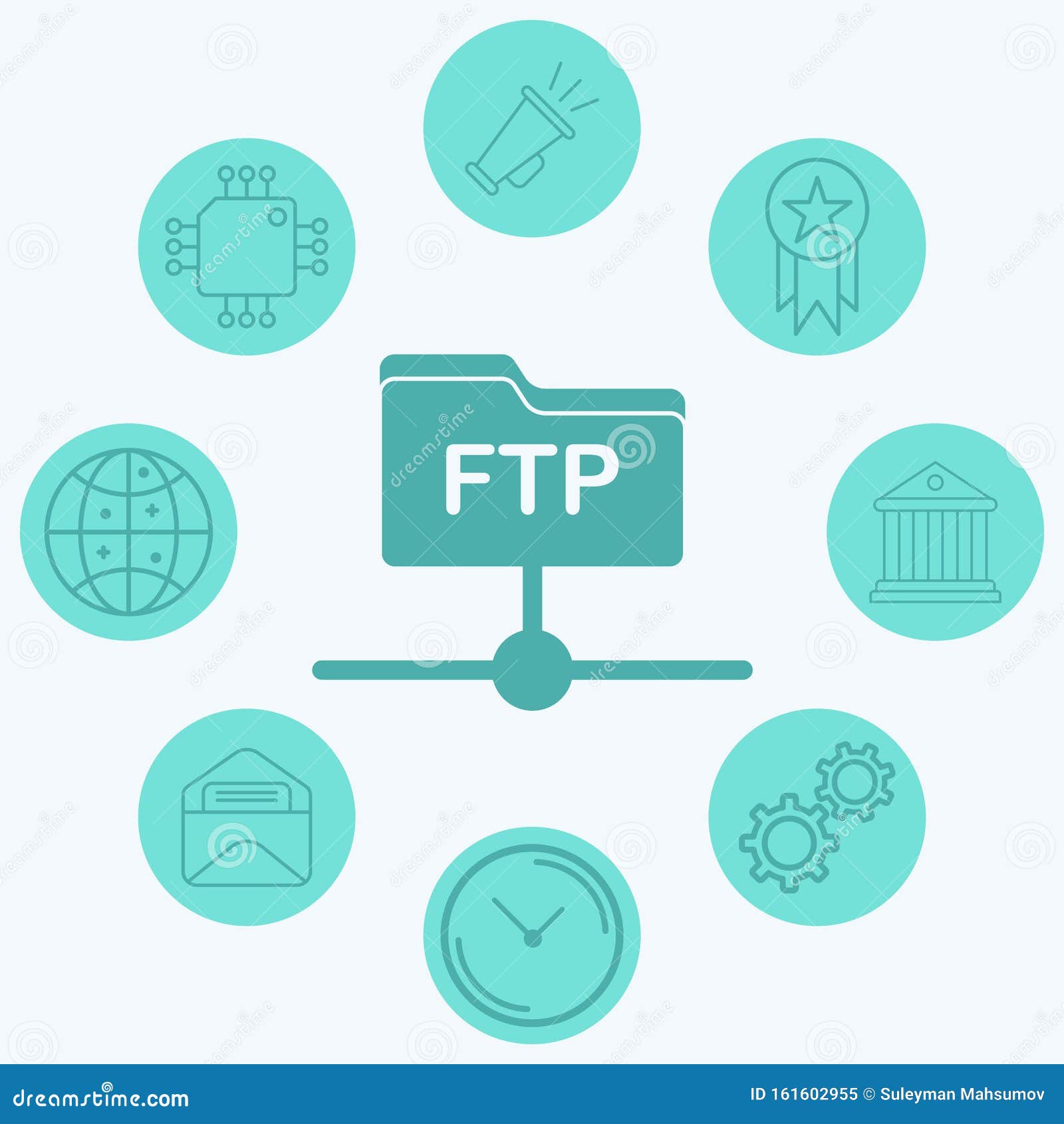 FTP Vector Icon Sign Symbol Stock Illustration - Illustration of center ...