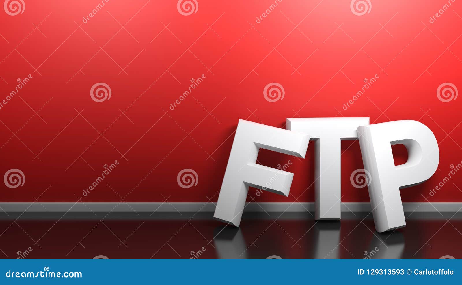 FTP White Write at Red Wall - 3D Rendering Stock Illustration ...