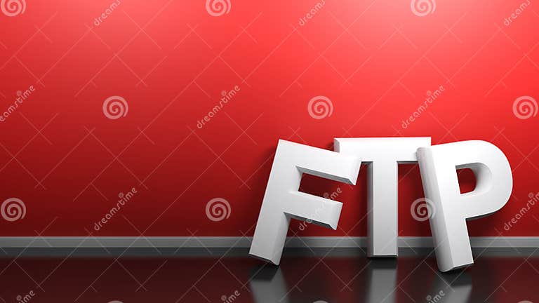 FTP White Write at Red Wall - 3D Rendering Stock Illustration ...