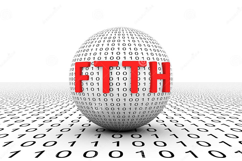FTTH Conceptual Sphere Binary Code 3d Stock Illustration - Illustration ...
