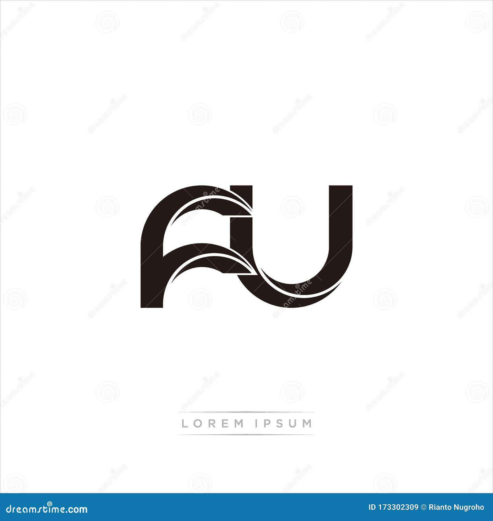 Fu Initial Letter Split Lowercase Modern Monogram Linked Outline Rounded Logo Stock Vector ...