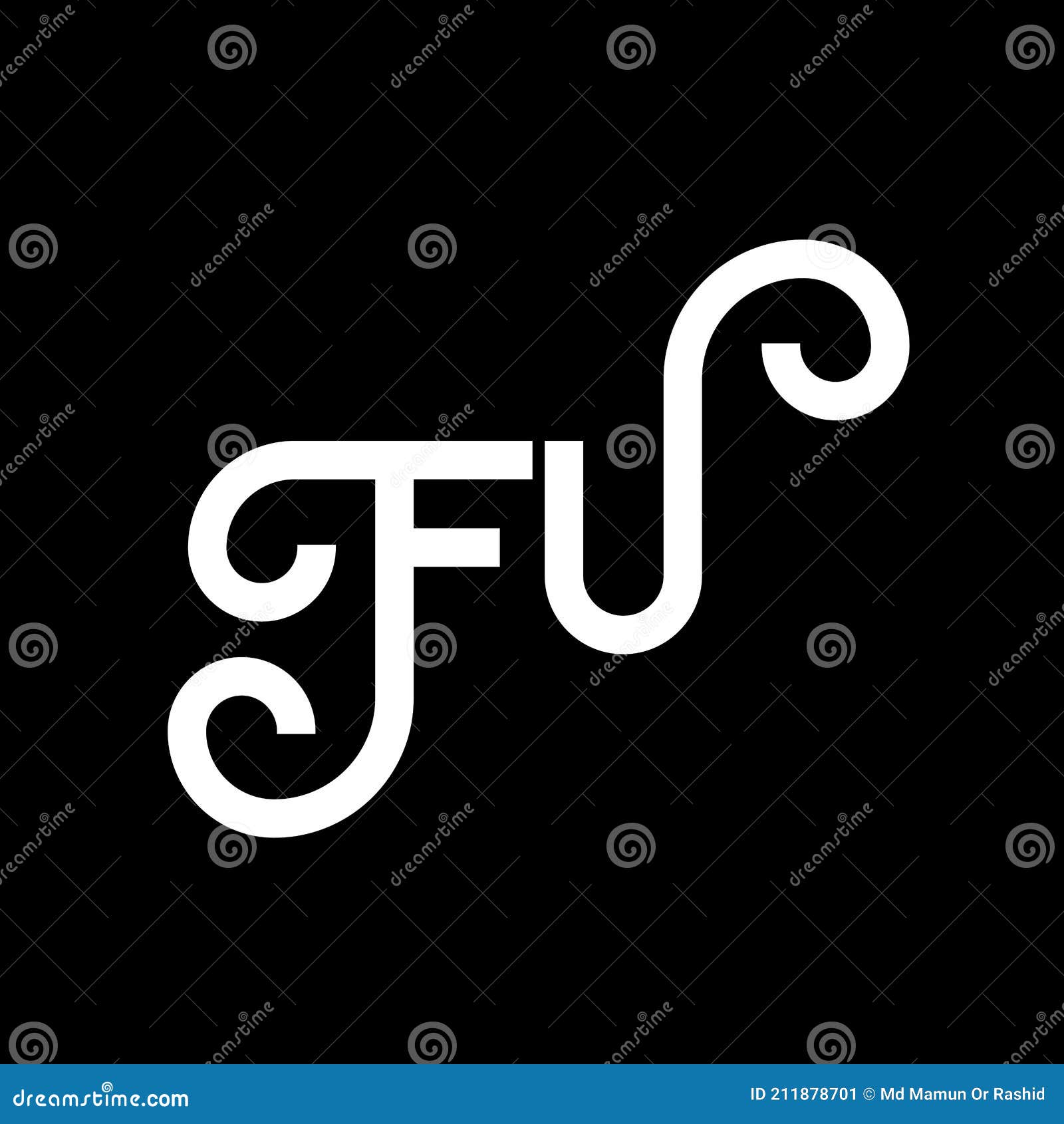 FU Letter Logo Design on Black Background. FU Creative Initials Letter ...