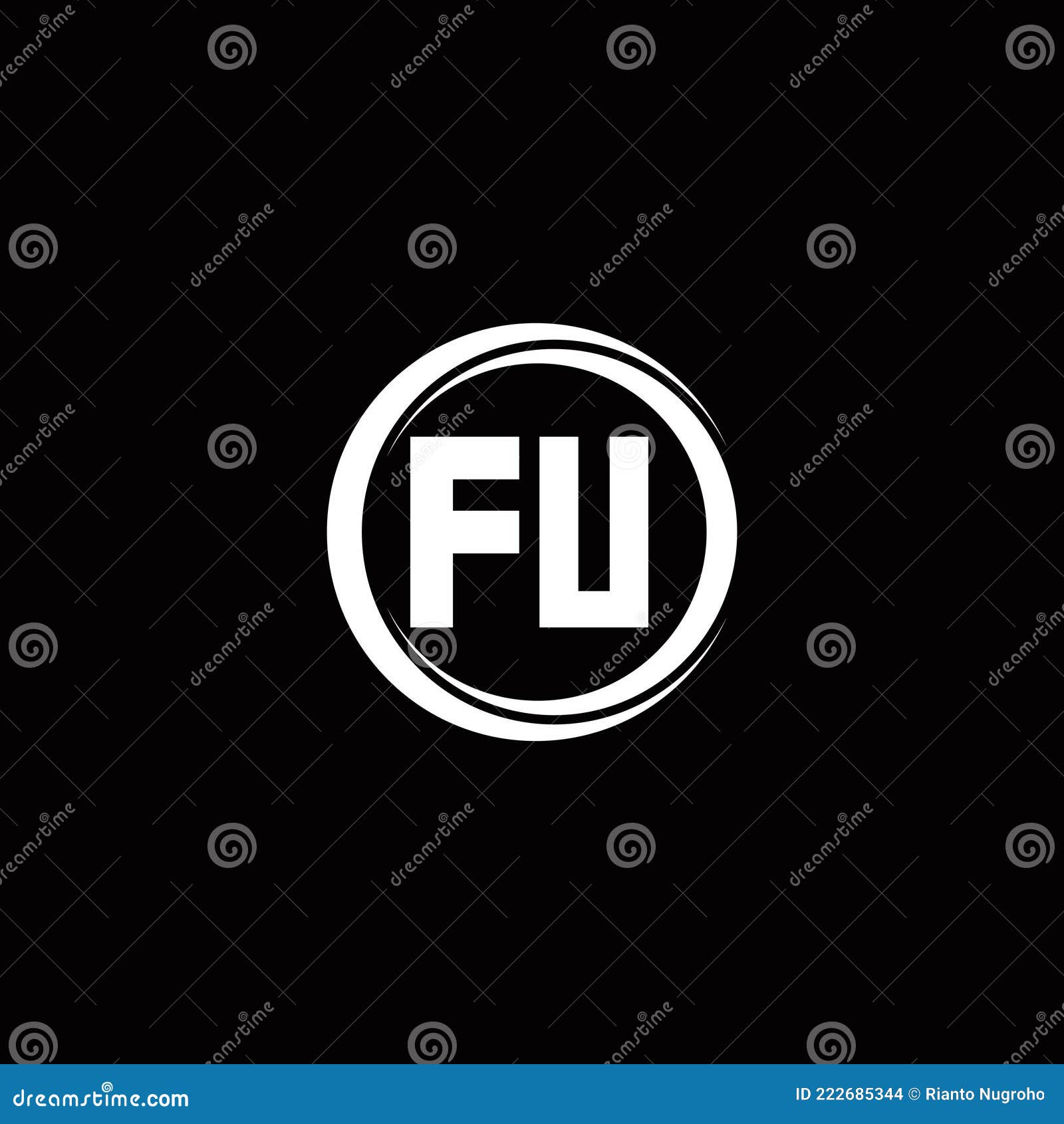 FU Logo Initial Letter Monogram with Circle Slice Rounded Design ...