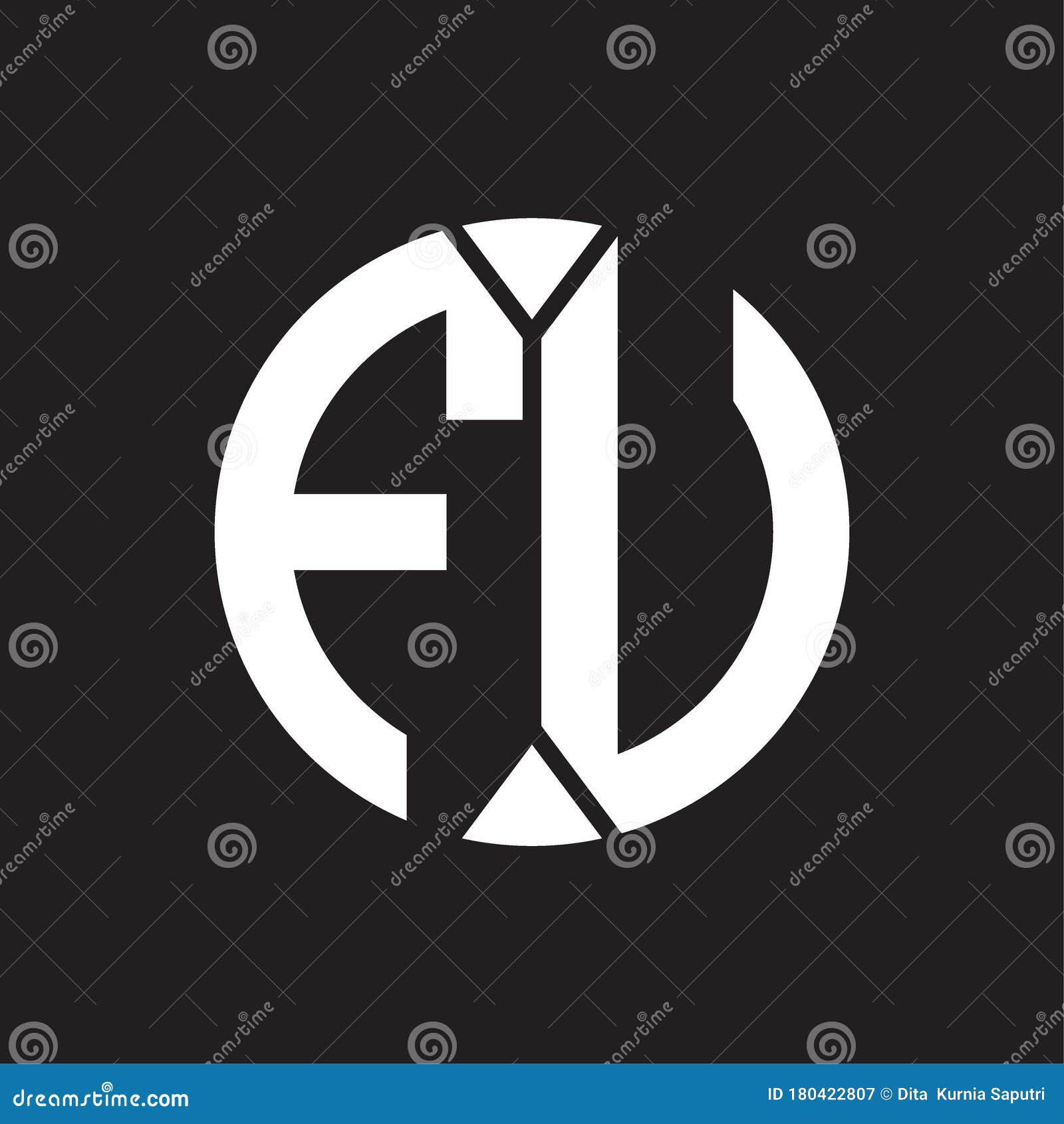 FU Logo Monogram with Piece Circle Ribbon Style Stock Illustration ...