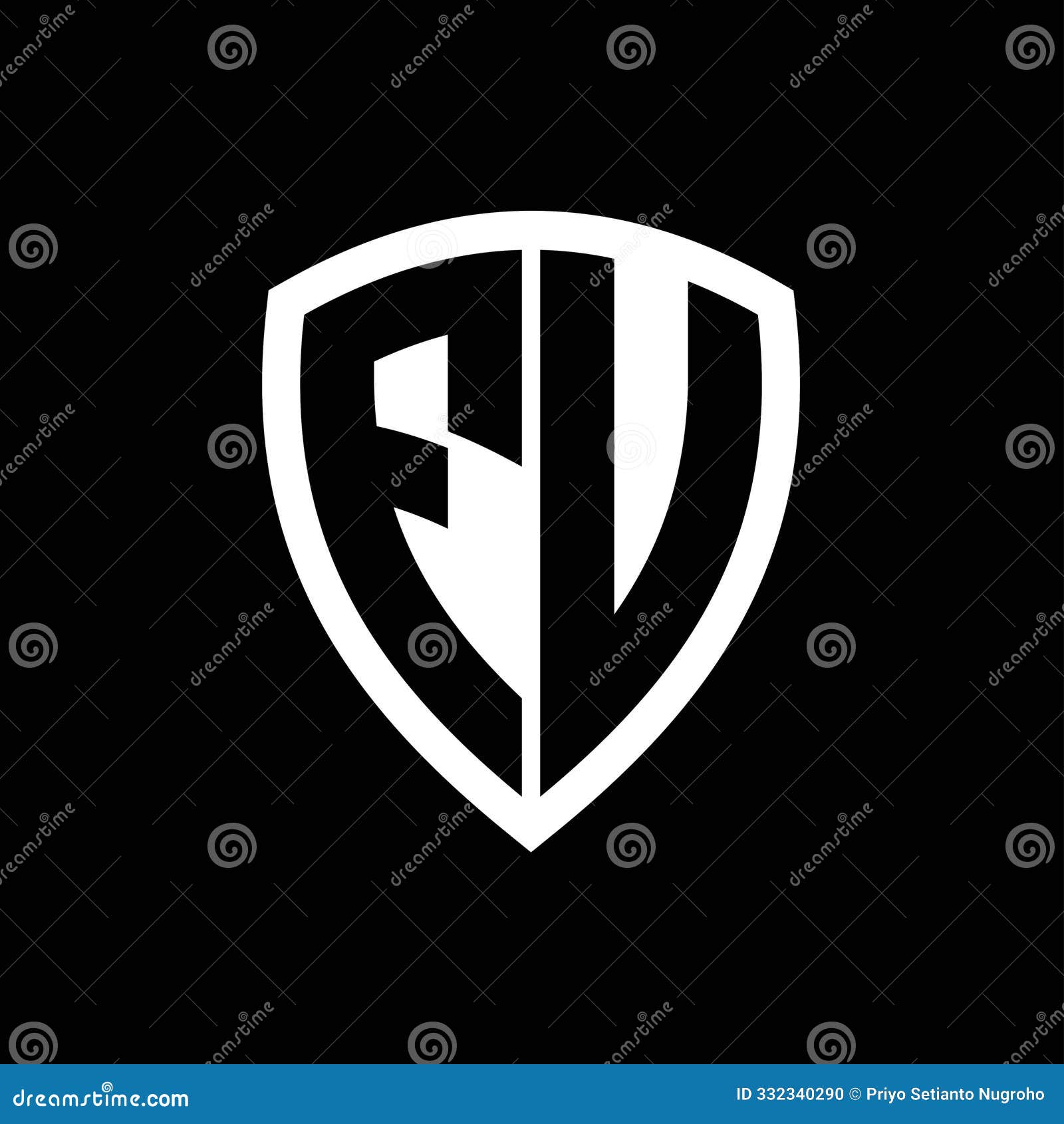 FU Monogram Logo with Bold Letters Shield Shape with Black and White ...