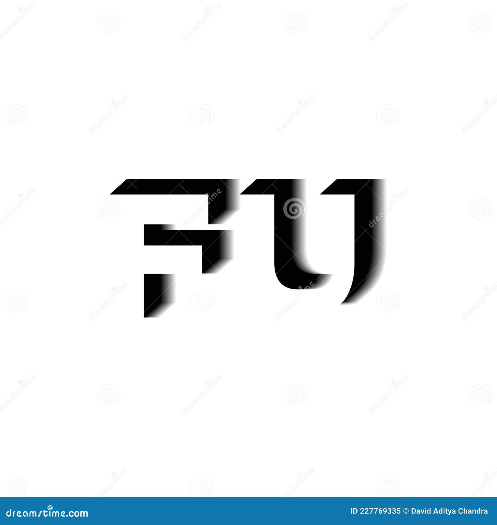 FU Monogram Shadow Shape Style Stock Vector - Illustration of lines ...