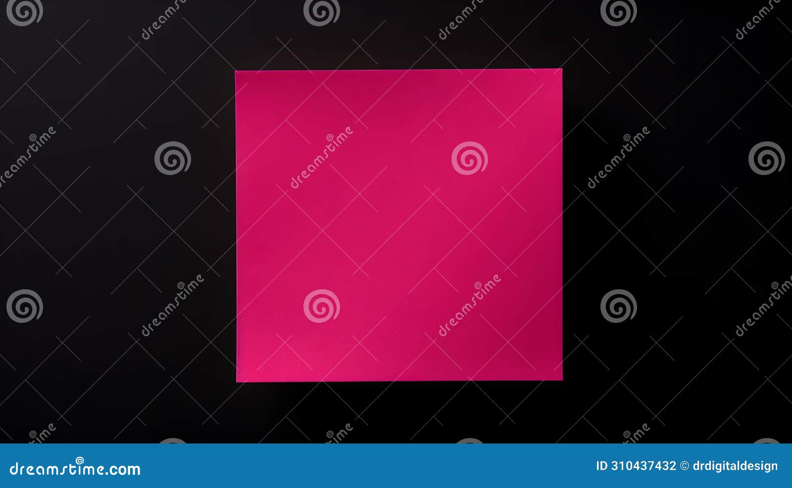 Fuchsia Square Paper Note on a Black Background. Brainstorming Template ...