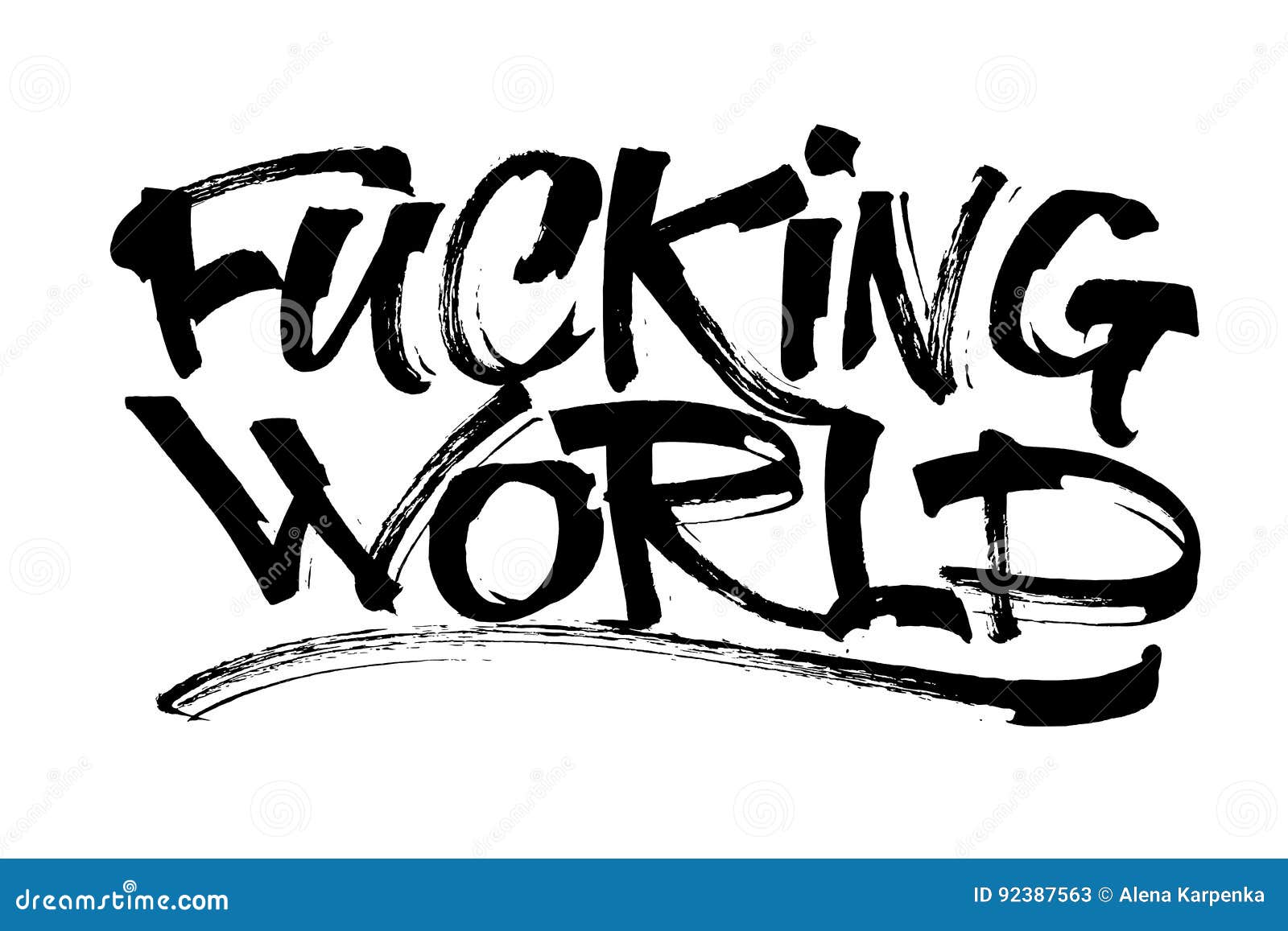 World. Modern Calligraphy Hand Lettering for Serigraphy Print Stock ...