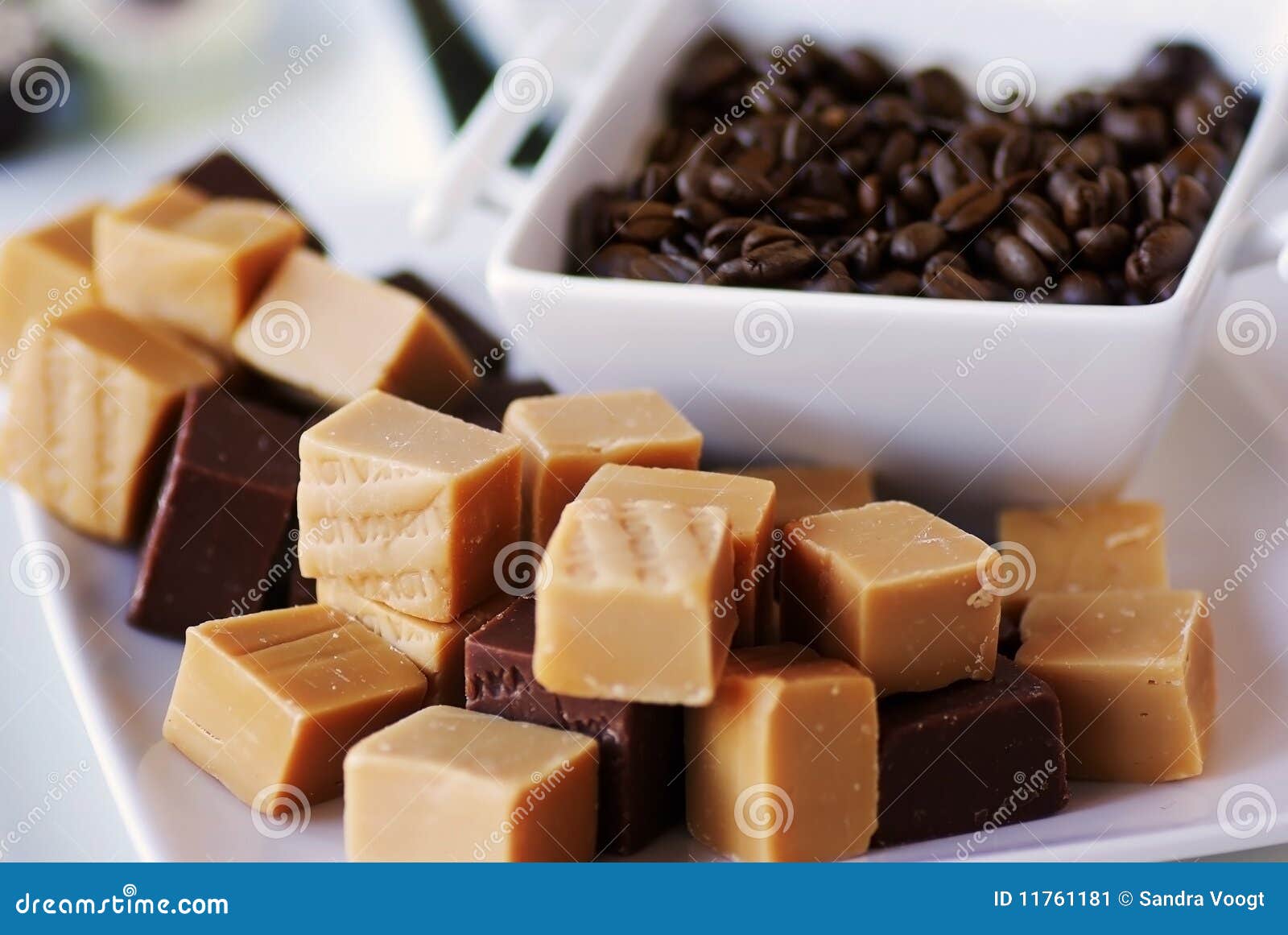 Fudge and Coffee Beans on a Plate Stock Image - Image of decoration ...
