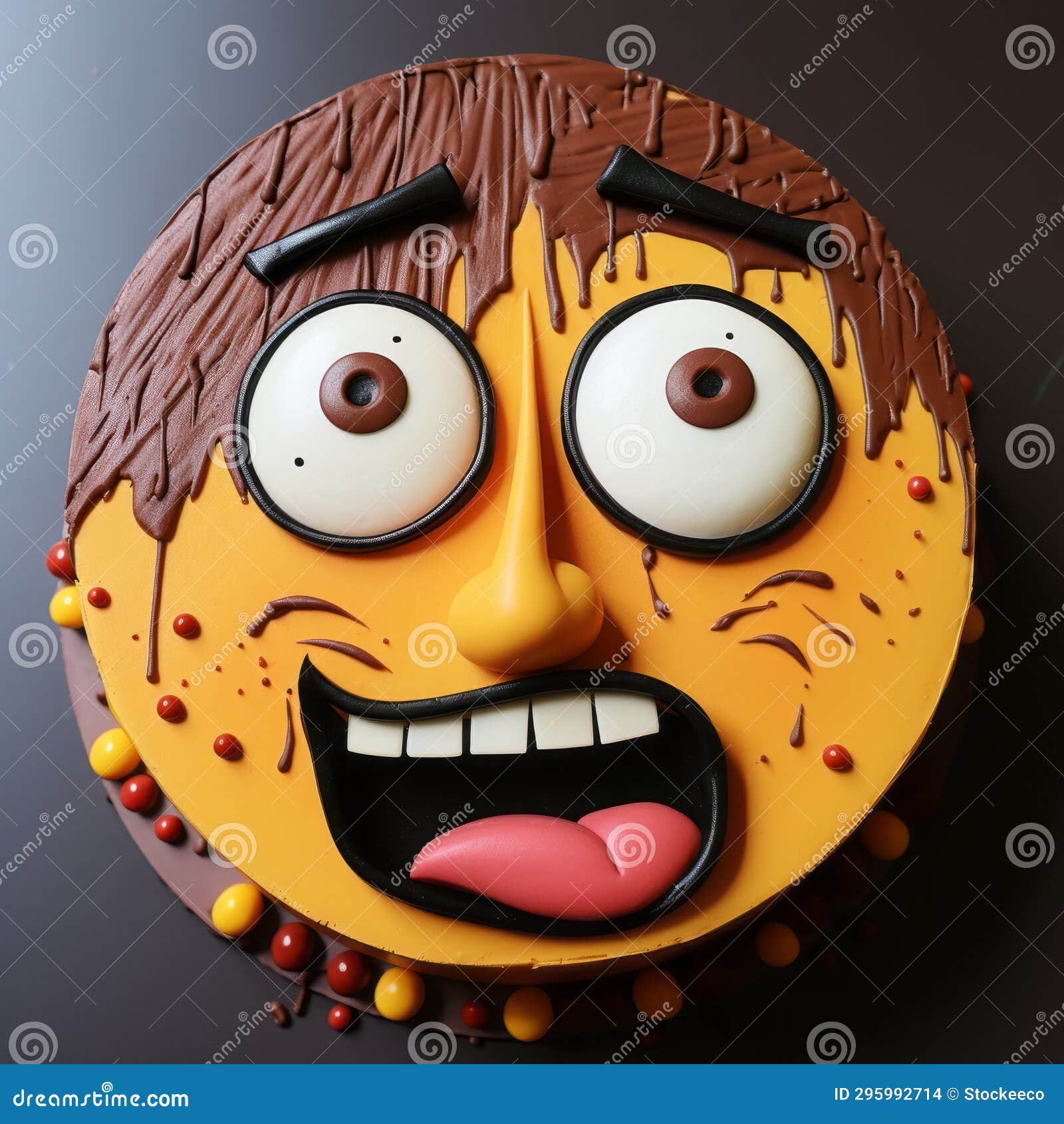 Fudge Face Cake: a Playful Cartoon Cake with Cricket Theme Stock ...