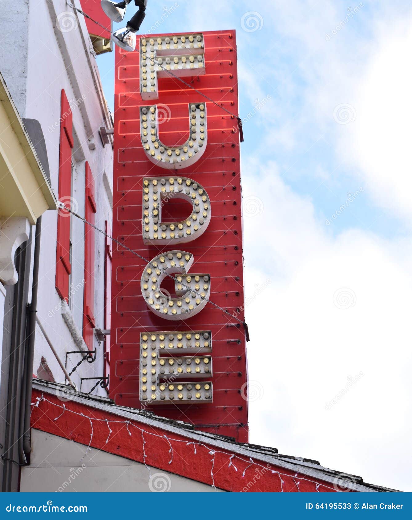 Fudge Sign Display with Old Fashion Lights Editorial Stock Photo ...