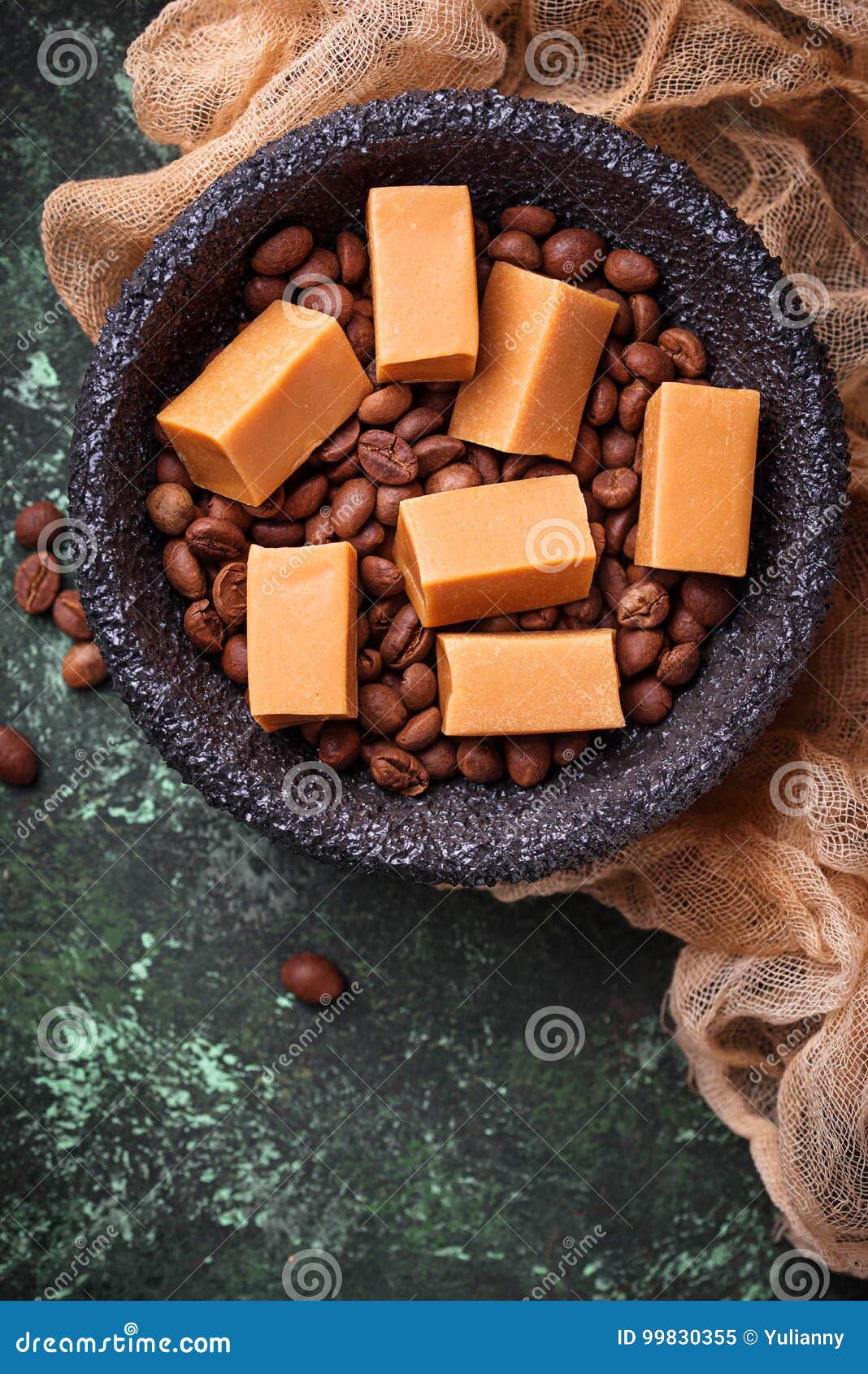 Fudge Toffee Candy with Coffee Beans Stock Image - Image of coffee ...