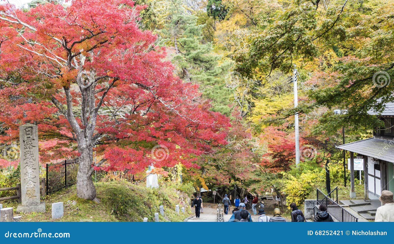 Fudo Stream And The Red Bridge At Mount Nakano-Momiji Editorial Image ...