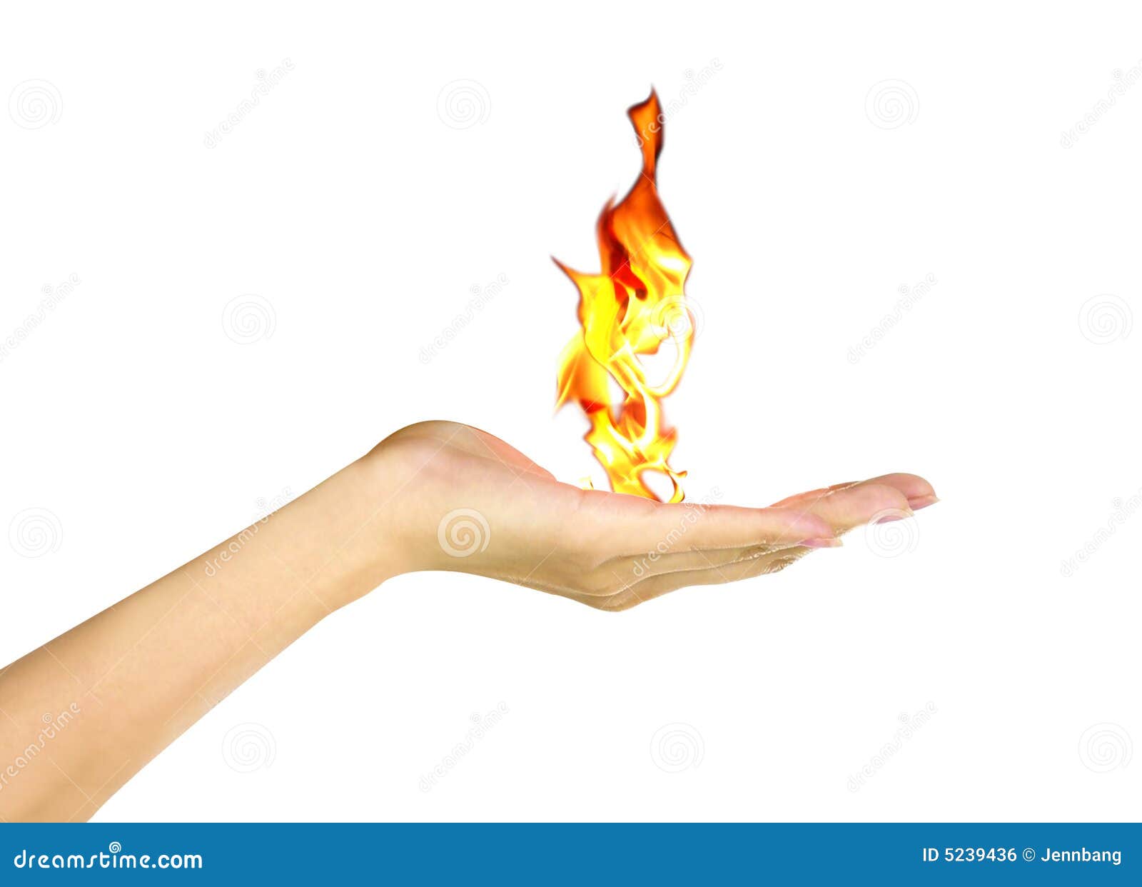 Fuego en la mano stock de ilustración. Ilustración de amarillo - 5239436