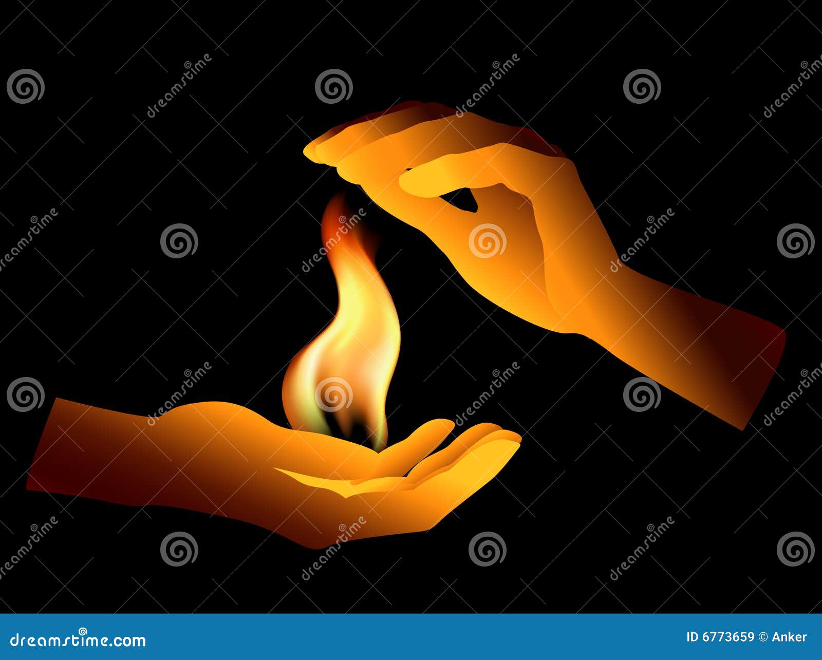 Fuego en manos ilustración del vector. Ilustración de misterio - 6773659