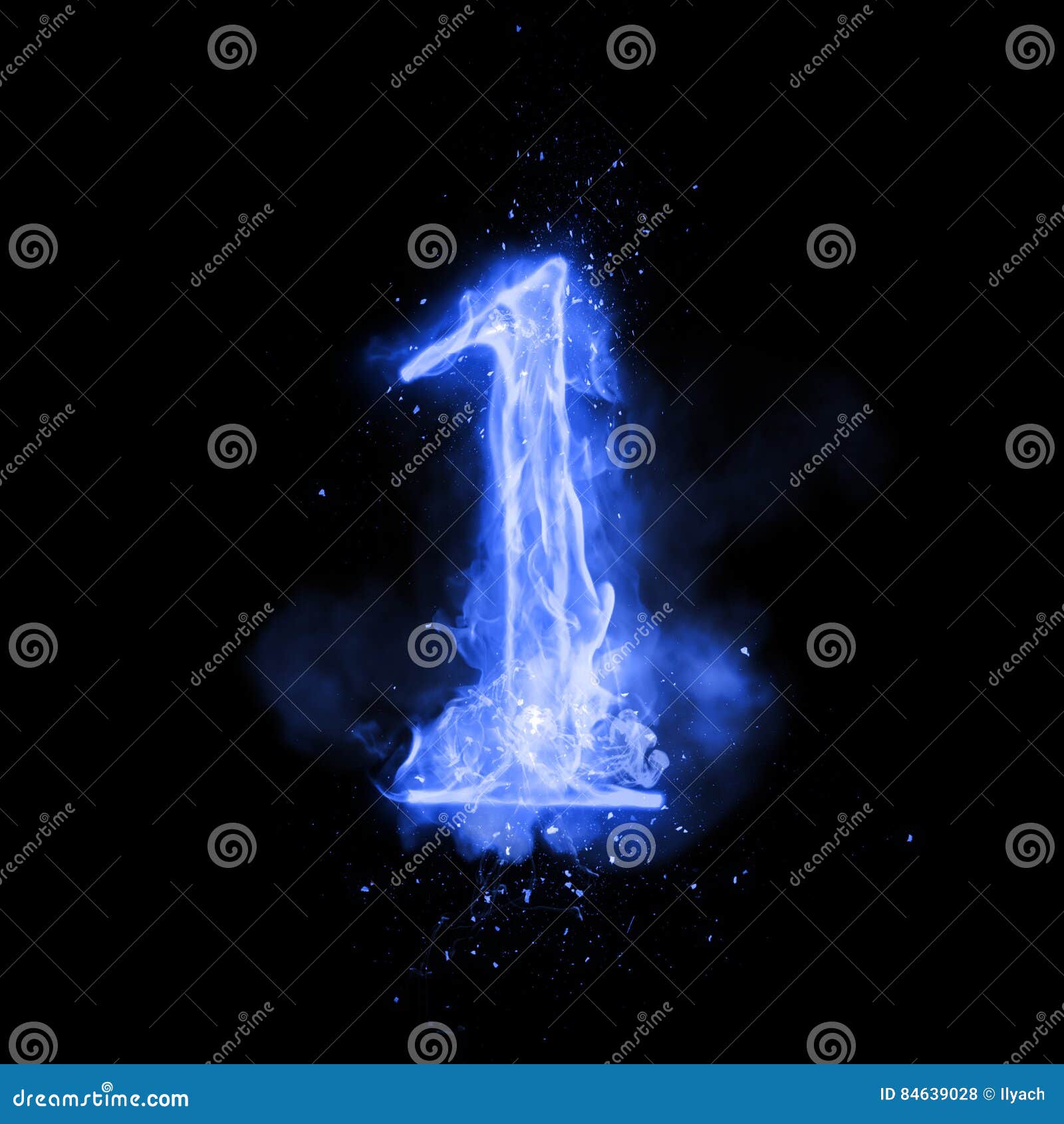 Fuego Número 1 Uno De La Llama Ardiente Stock de ilustración ...